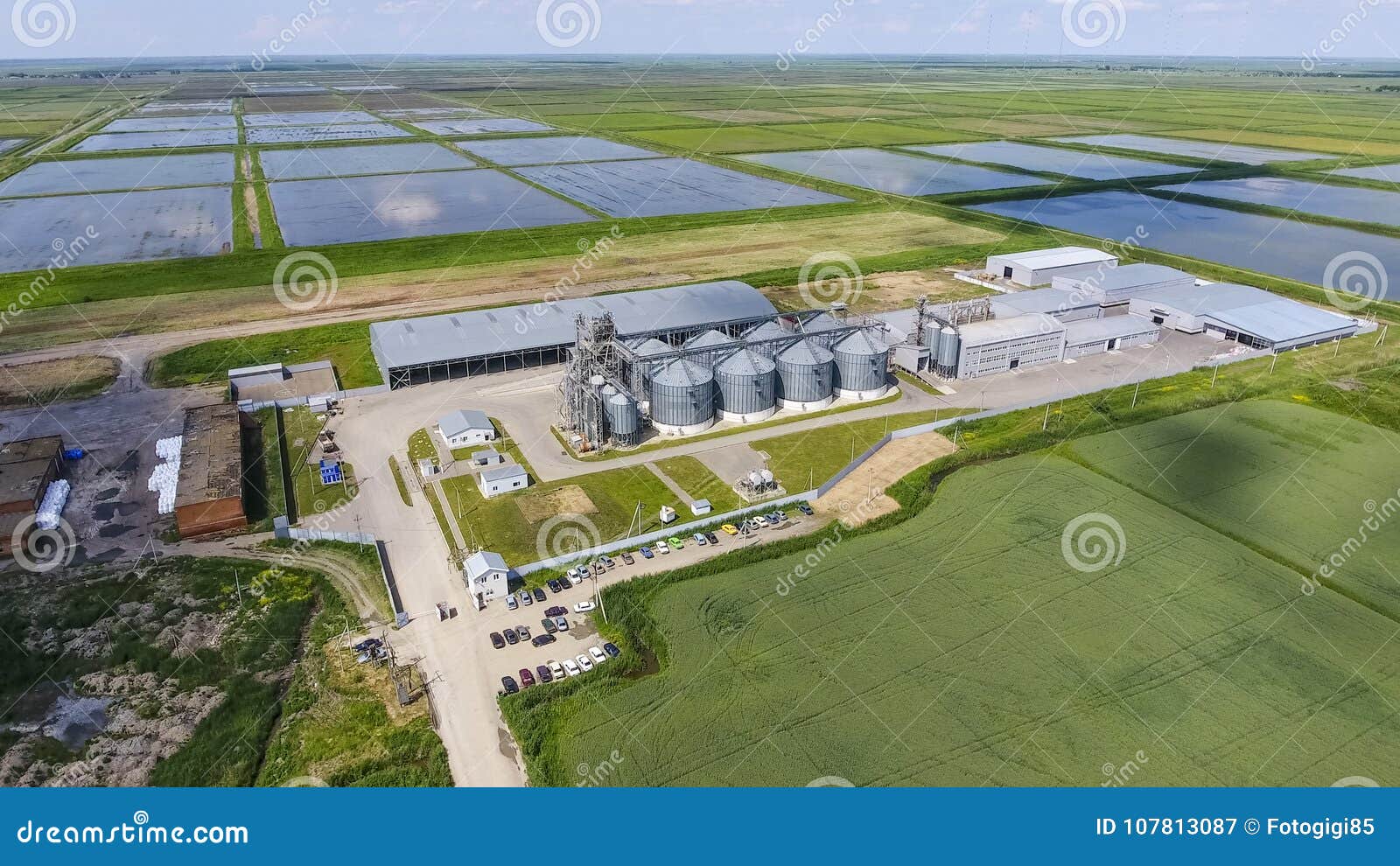 Plant for the Drying and Storage of Grain Stock Image - Image of clouds ...