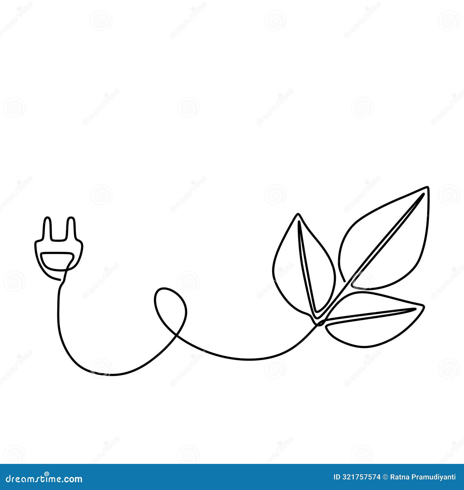 Plant with Electric Plug in Continuous One Line Art Drawing Stock ...