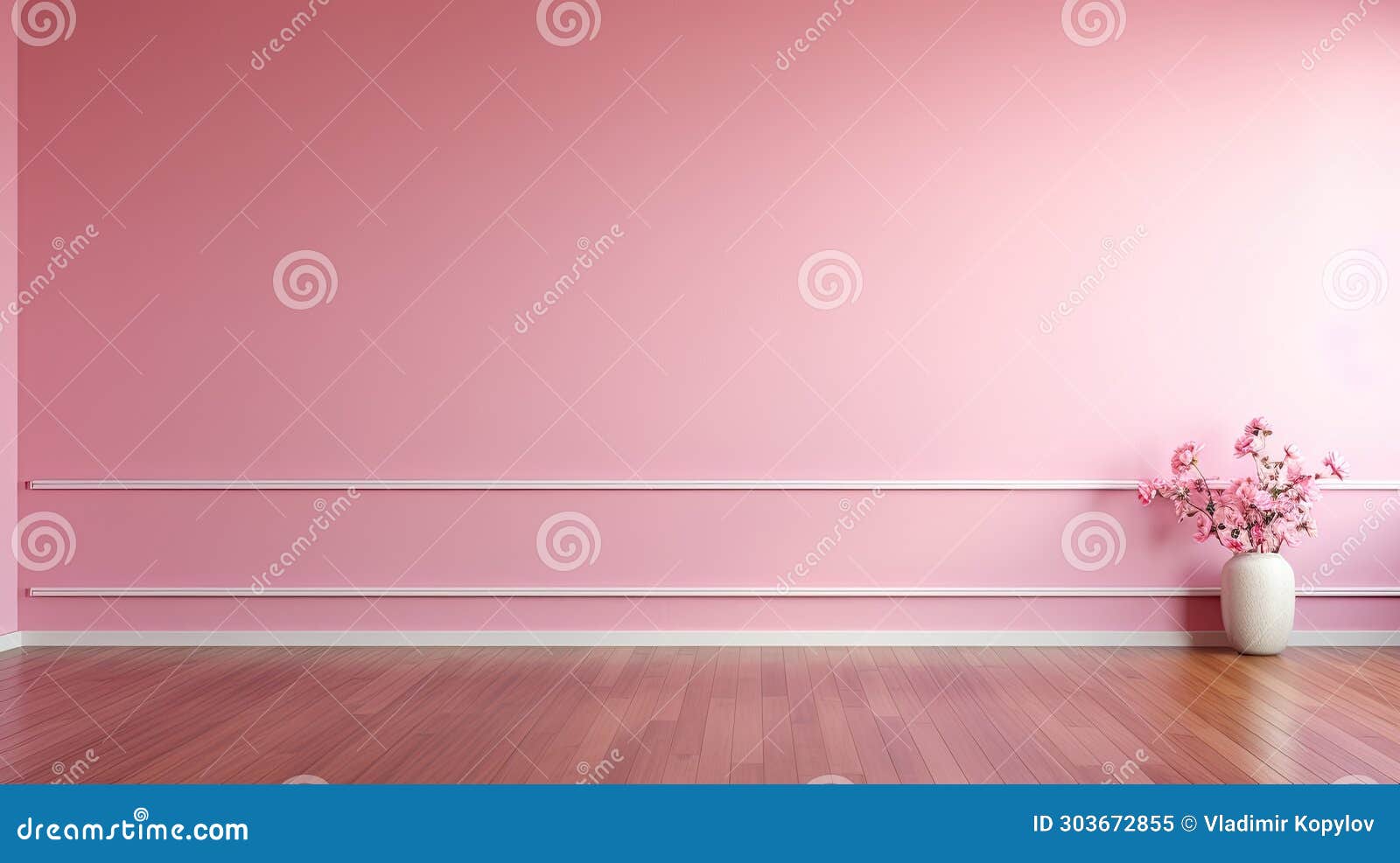 A Plant in an Empty Pink Room Stock Illustration - Illustration of ...