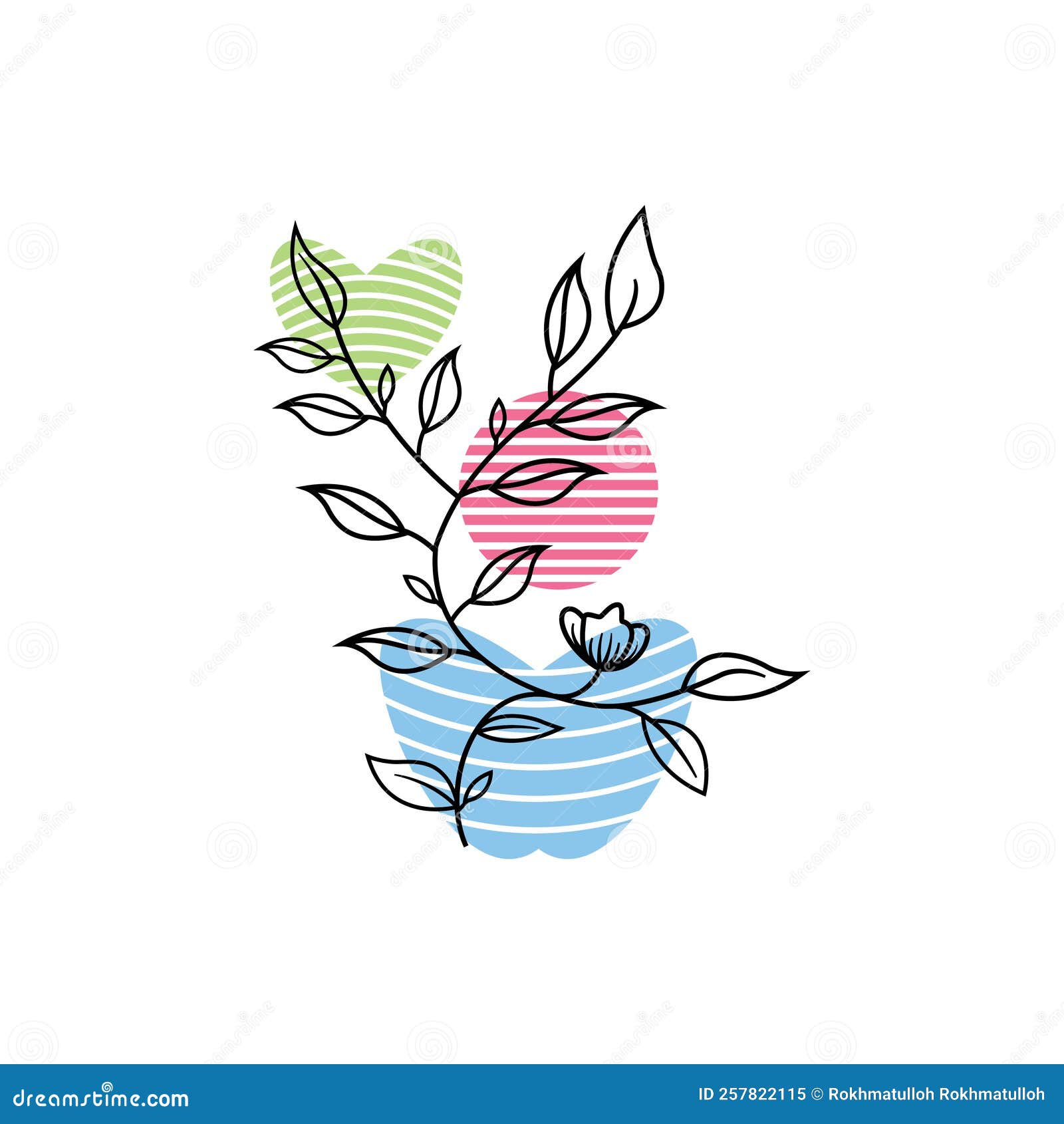 Plant Flower Line Illustration Natural Design Element Stock Vector ...