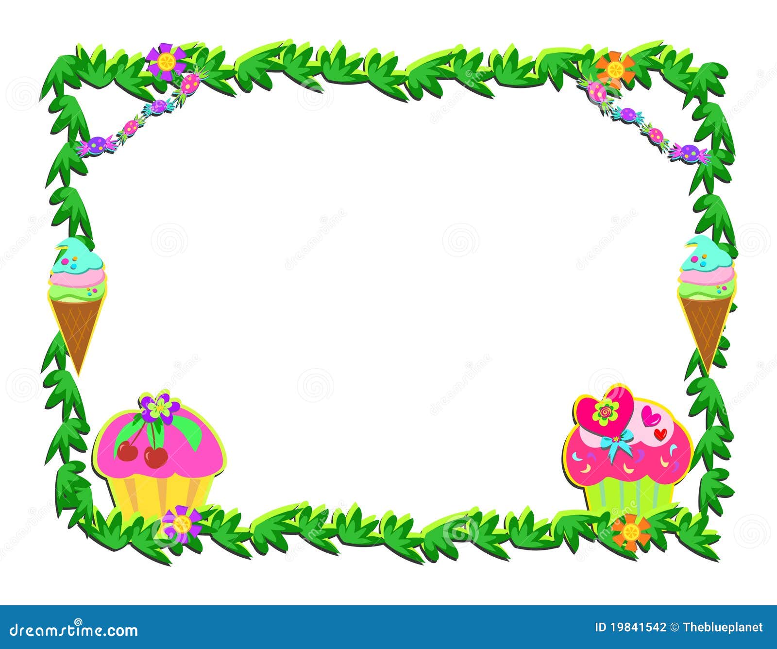 Plant Frame with Sweet Goodies Stock Vector - Illustration of frame ...