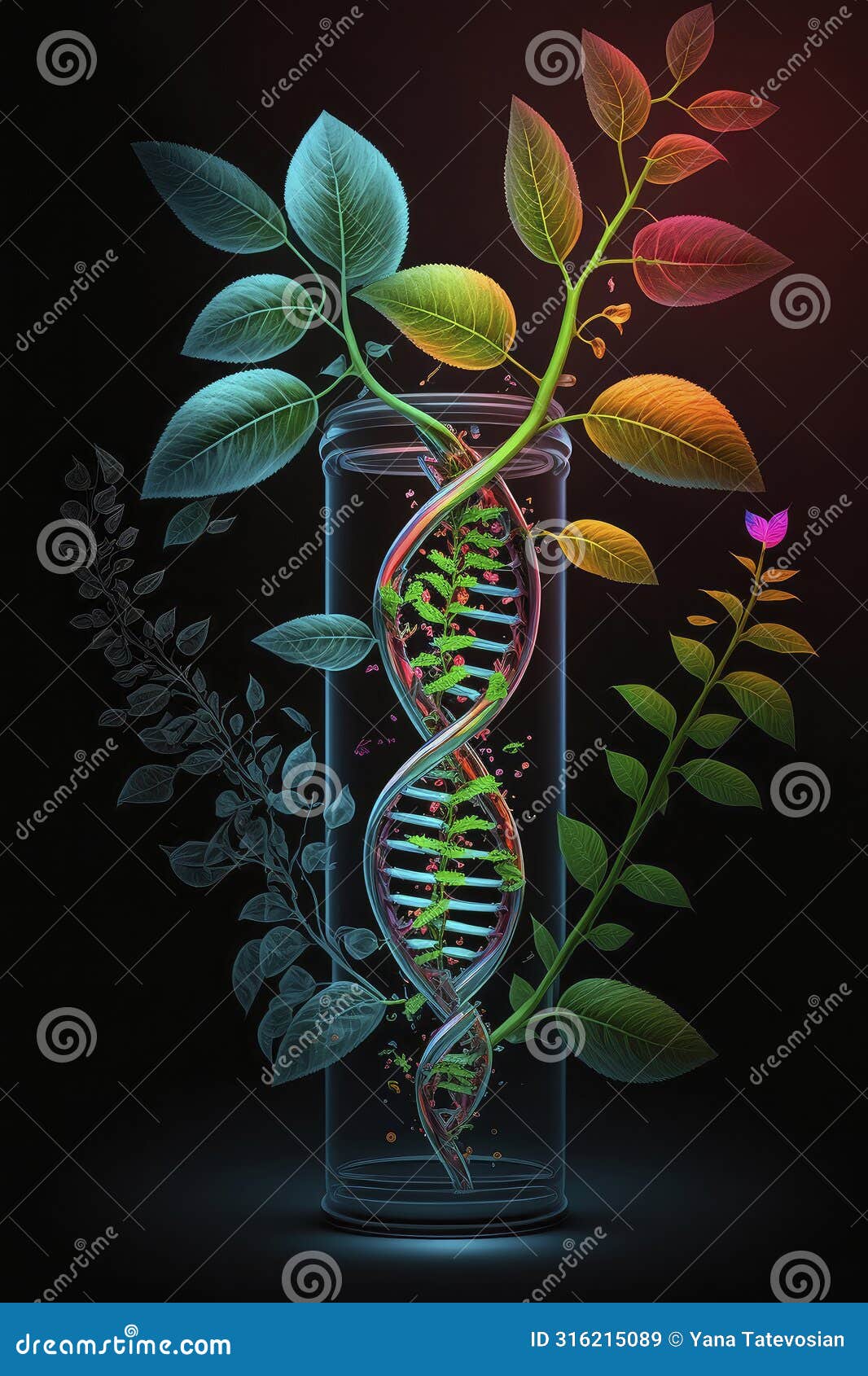 Plant Gene from Herbs and Leaves. Stock Image - Image of cell, flowers ...