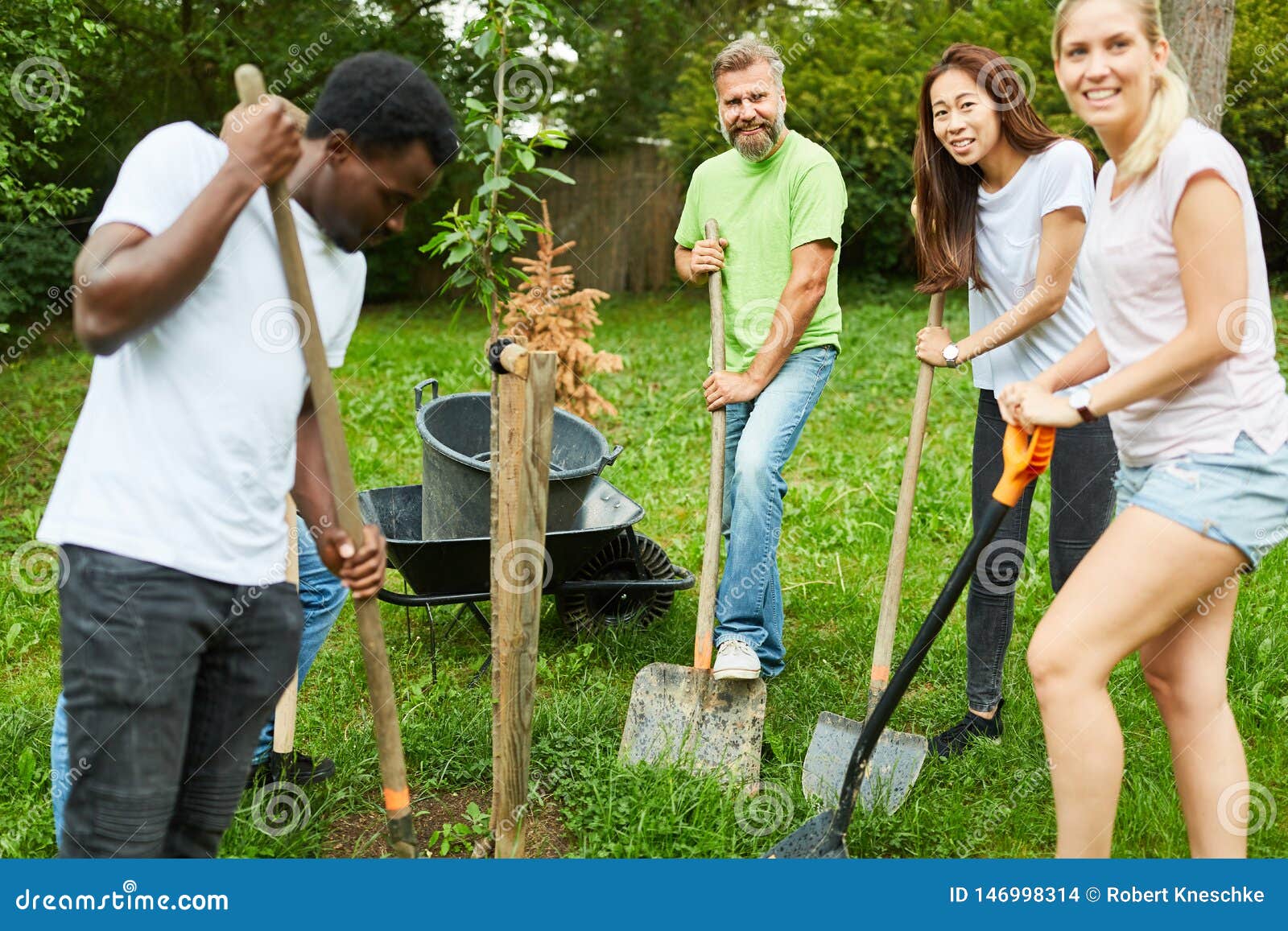 Plant Green Activists by the Tree Stock Photo - Image of horticulture ...