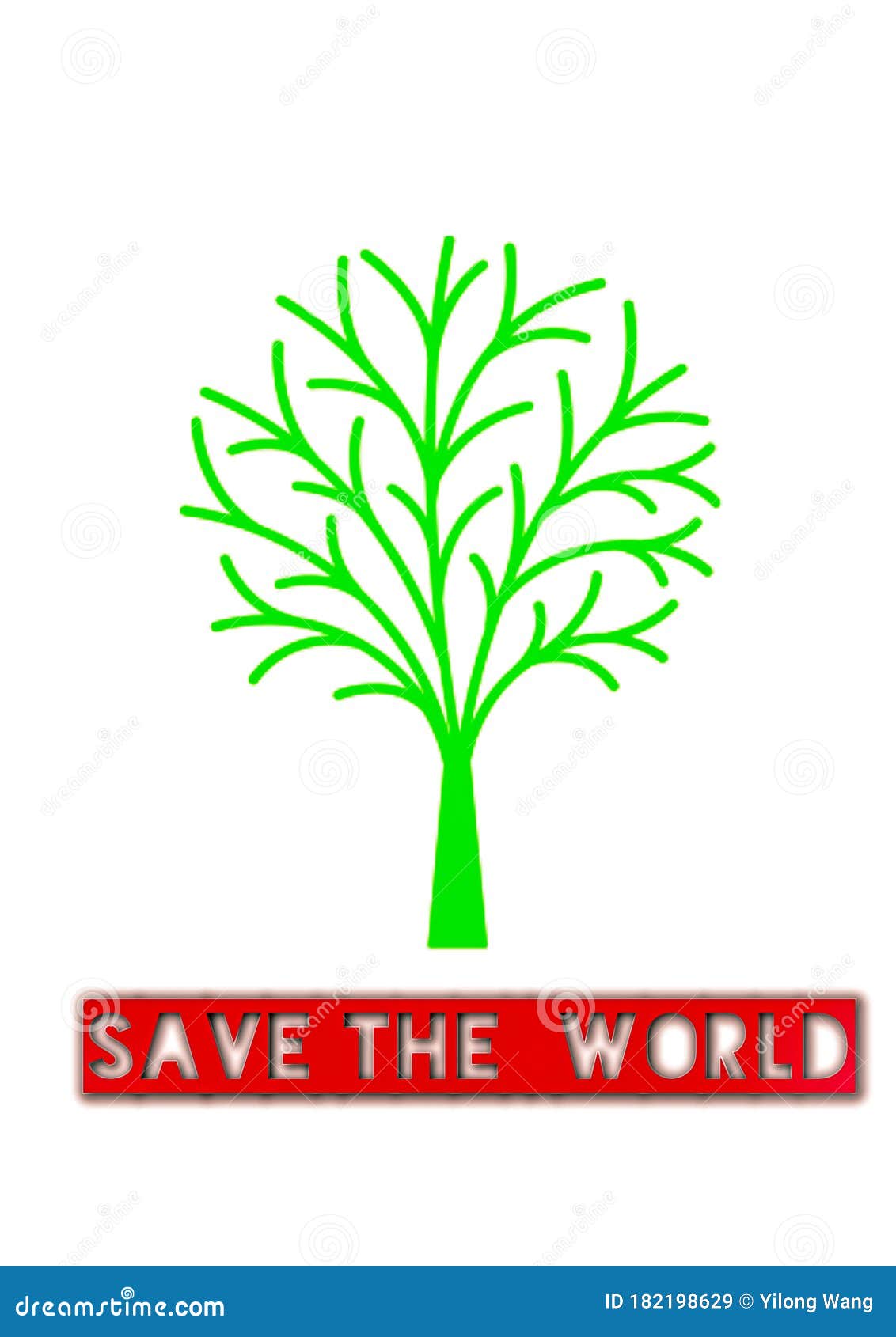 Plant Green Tree, Save the World. White Background. Computer Generated ...
