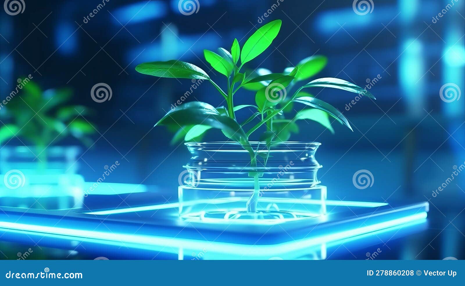 Plant Grow in Hi-tech Controlling Environment. Generative AI Stock ...