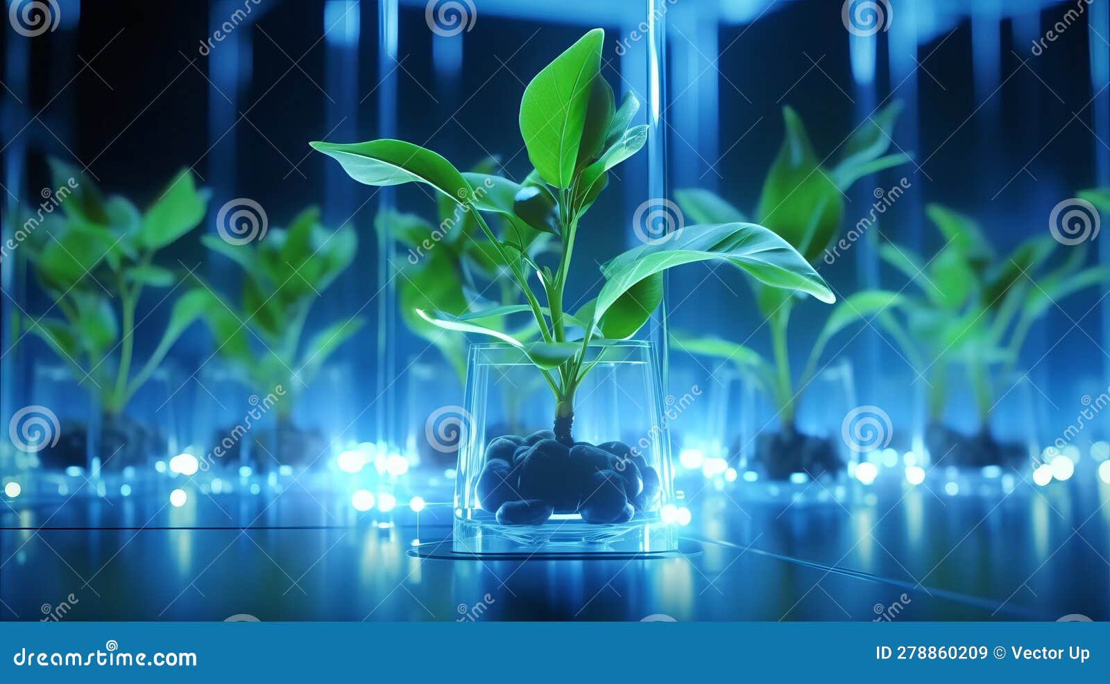 Plant Grow in Hi-tech Controlling Environment. Generative AI Stock ...
