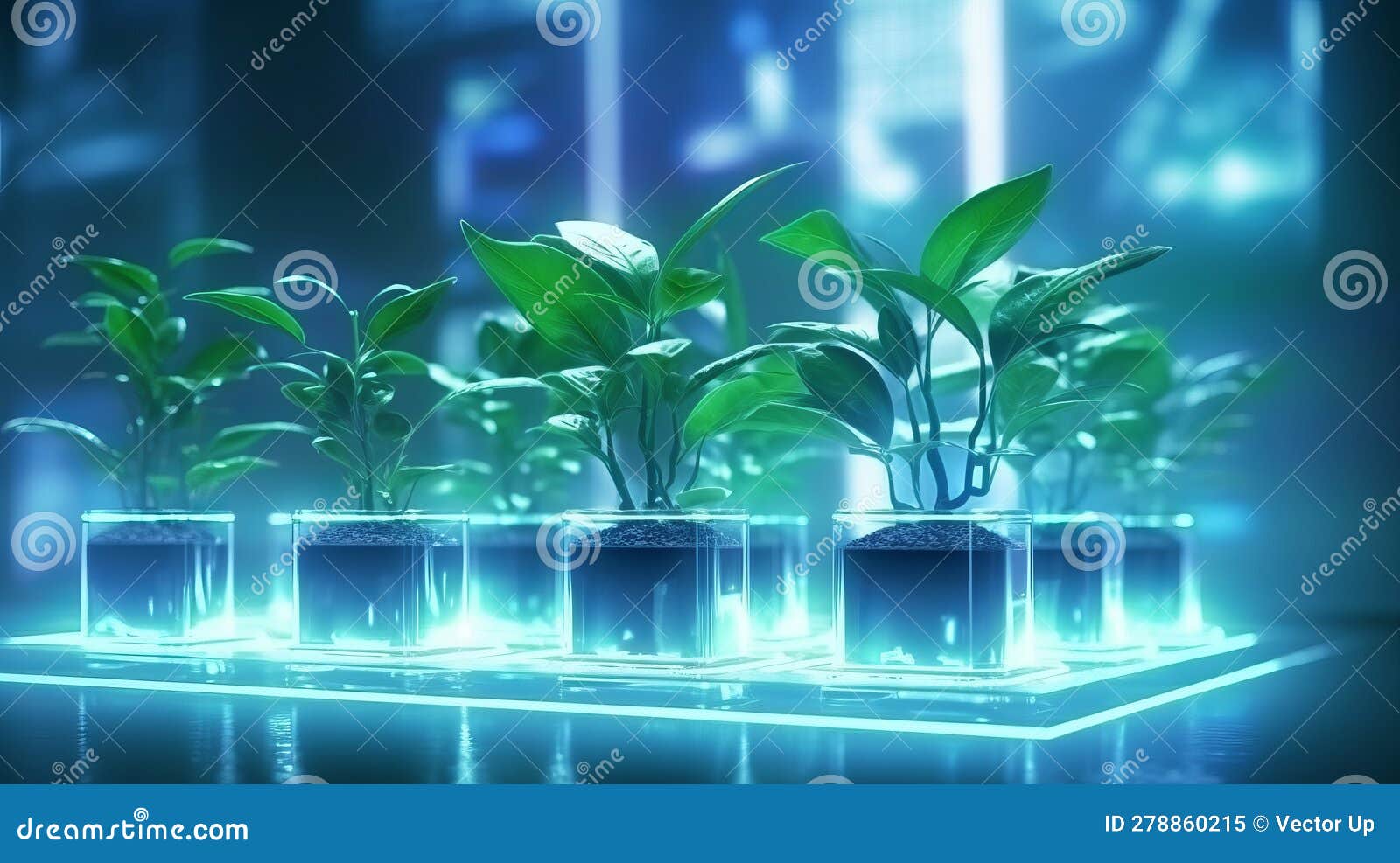 Plant Grow in Hi-tech Controlling Environment. Generative AI Stock ...