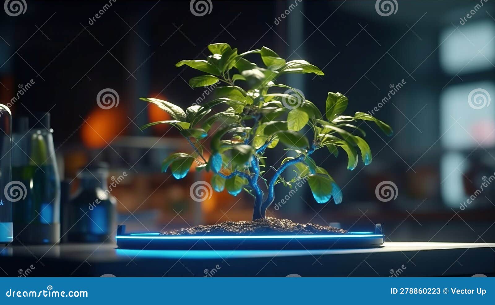 Plant Grow in Hi-tech Controlling Environment. Generative AI Stock ...