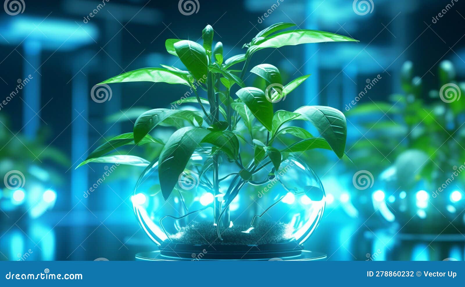 Plant Grow in Hi-tech Controlling Environment. Generative AI Stock ...