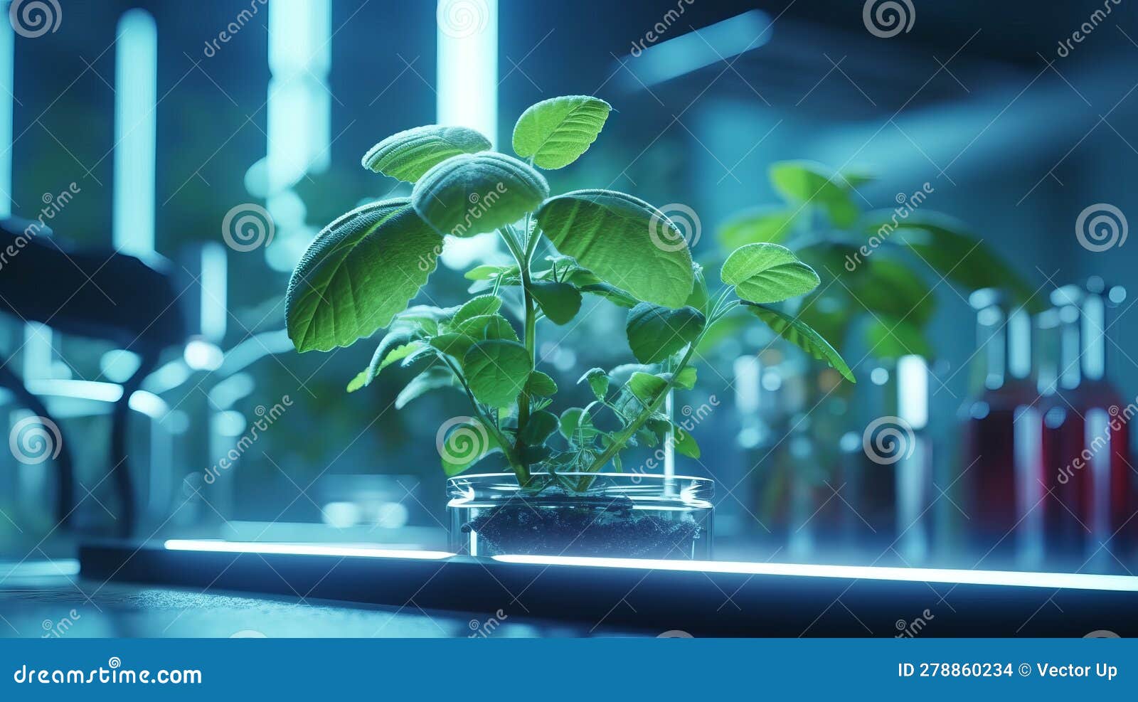 Plant Grow in Hi-tech Controlling Environment. Generative AI Stock ...