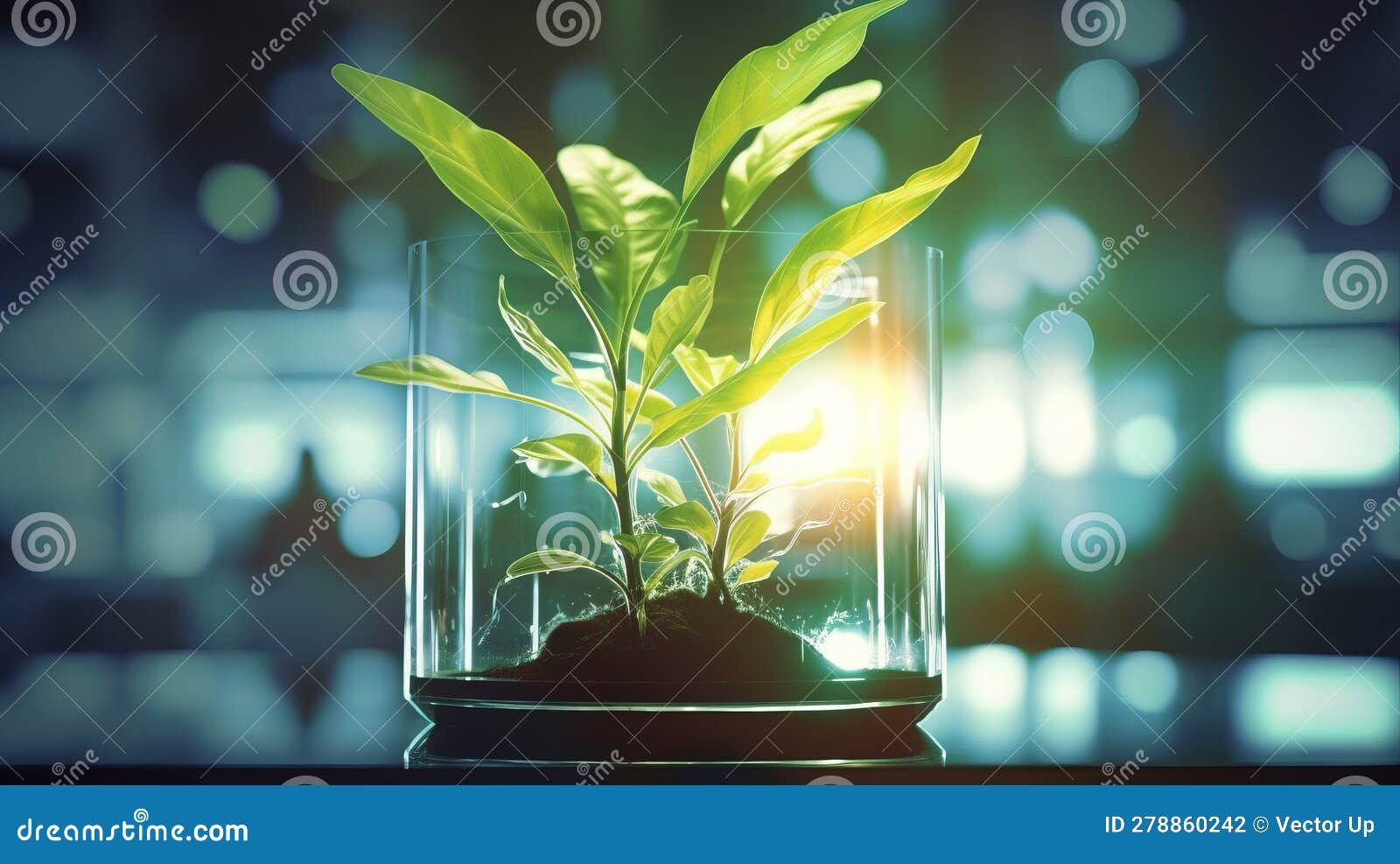 Plant Grow in Hi-tech Controlling Environment. Generative AI Stock ...