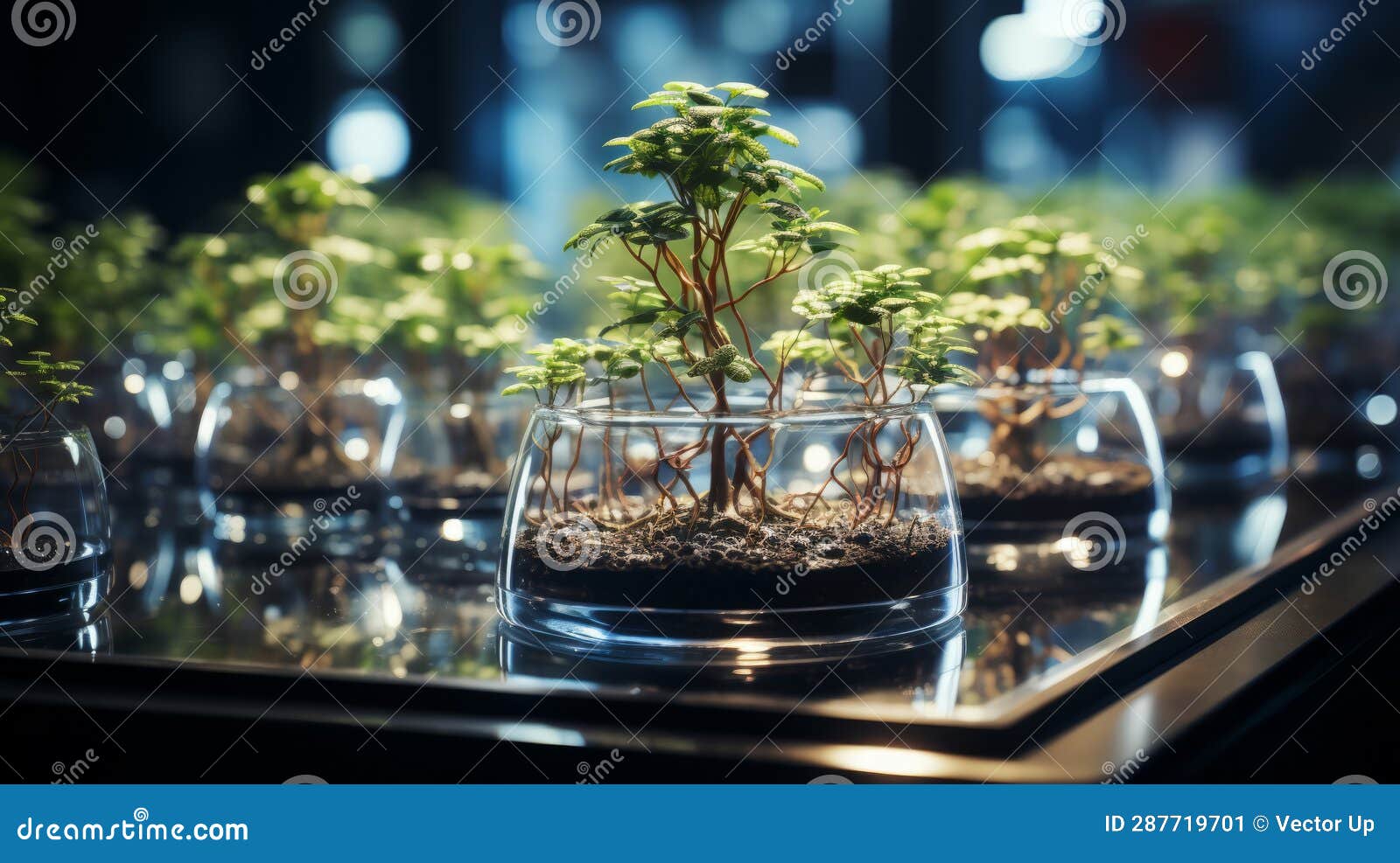 Plant Grow in Hi-tech Controlling Environment. Generative AI. Stock ...
