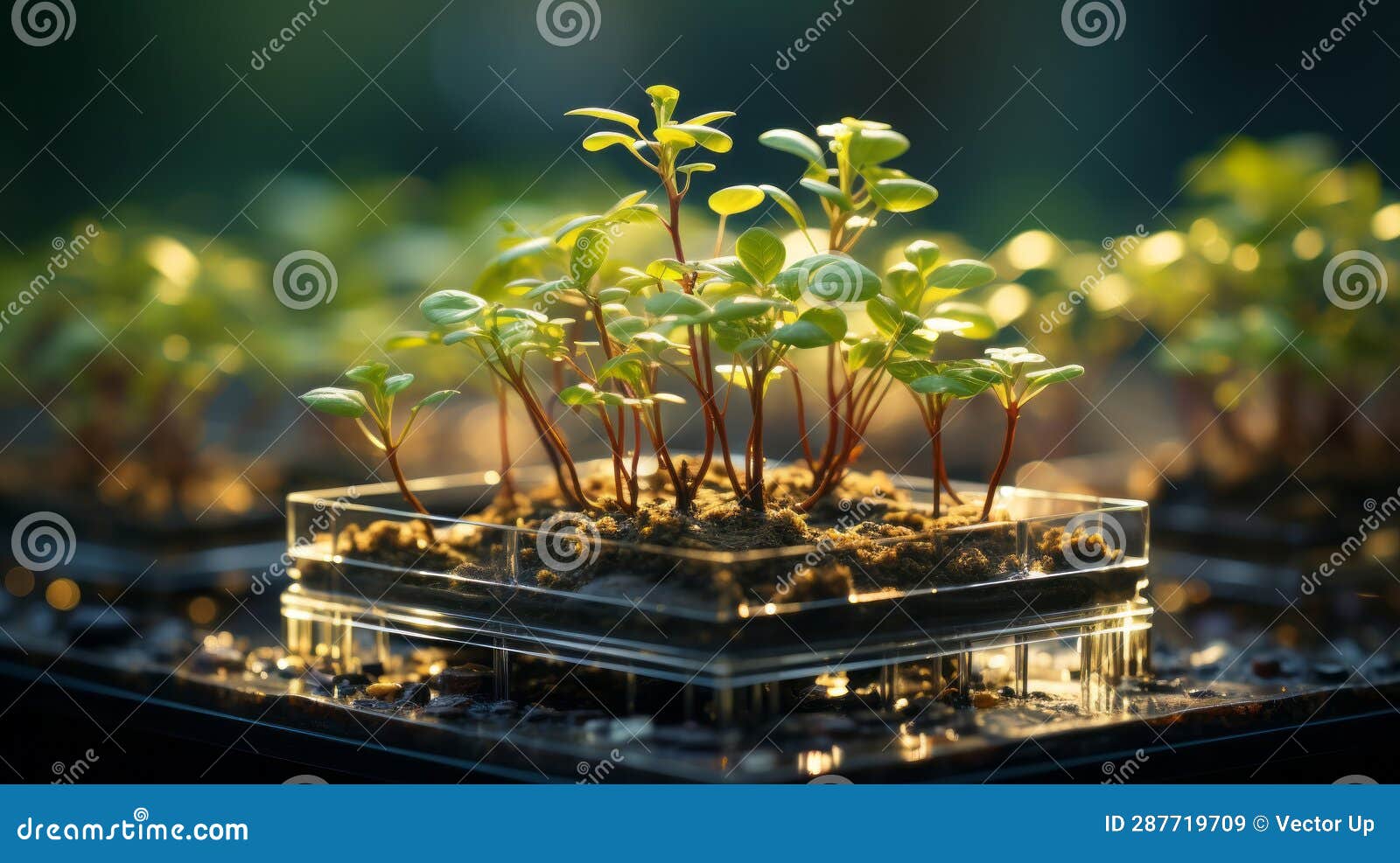 Plant Grow in Hi-tech Controlling Environment. Generative AI. Stock ...