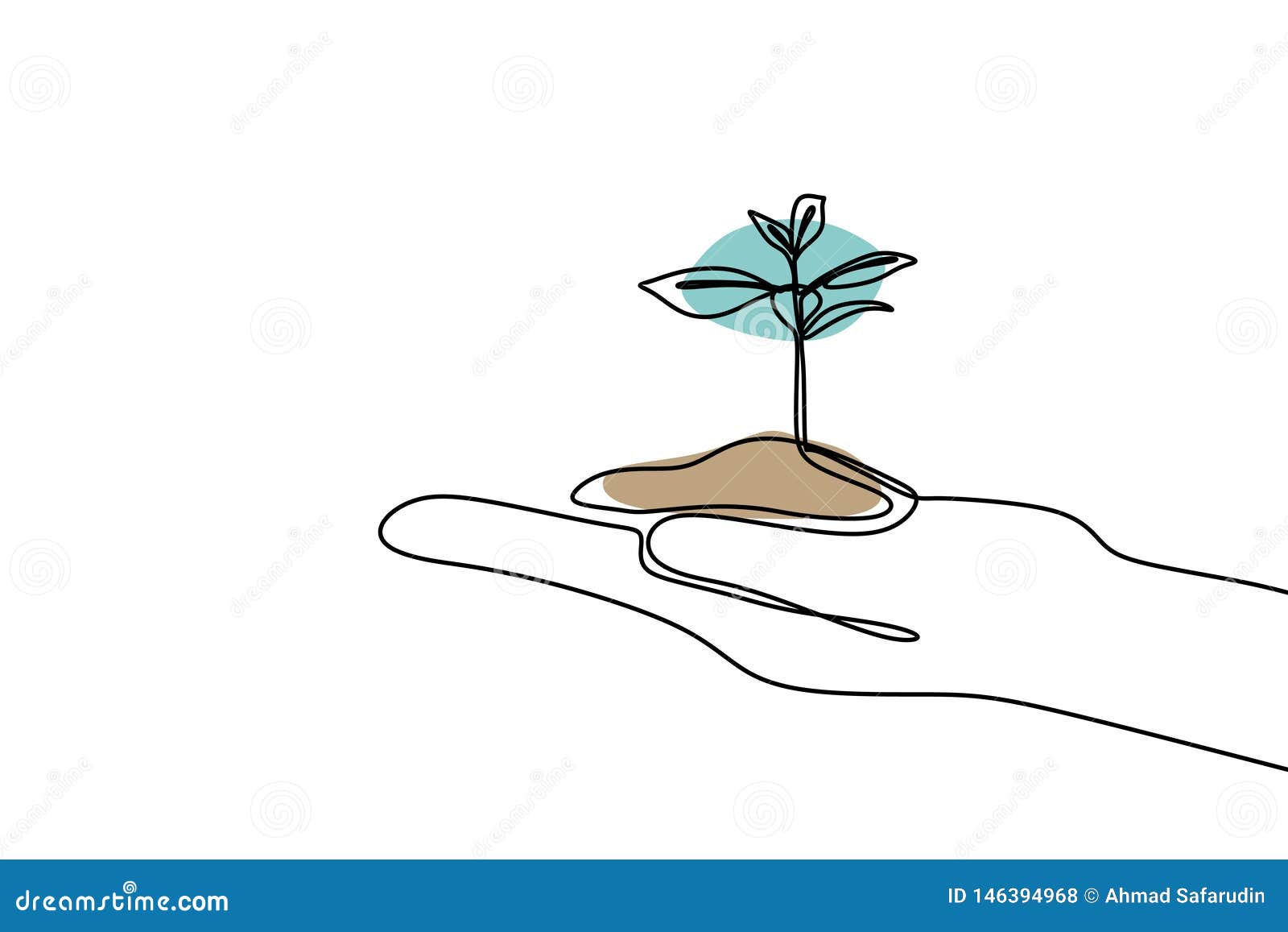 Plant Growing Continuous Line Drawing One Hand Drawn Minimalist Design ...