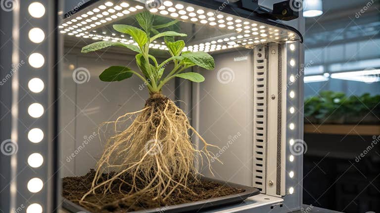 Plant Growing in a Controlled Environment with Led Lighting Showing ...