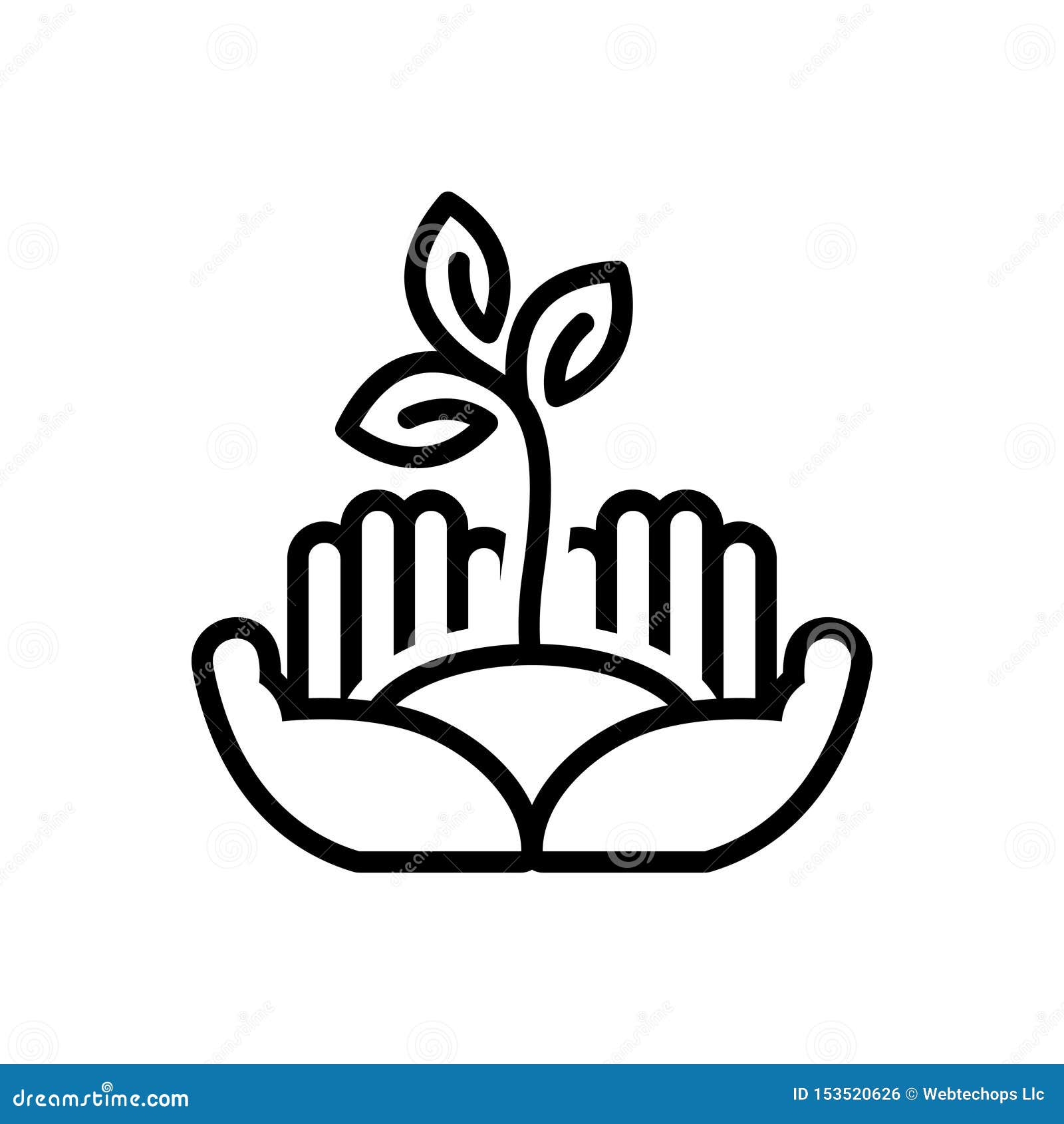 Black Line Icon for Plant Growing on Hands Palms, Ecology and Plant ...