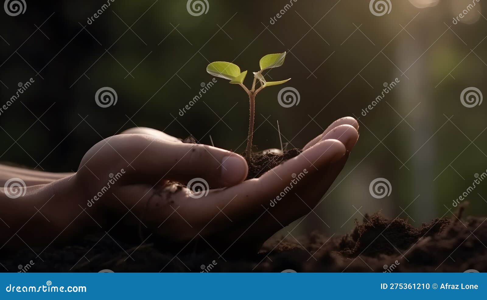 A Plant Growing from a Human Hand. AI Generated. Stock Illustration ...