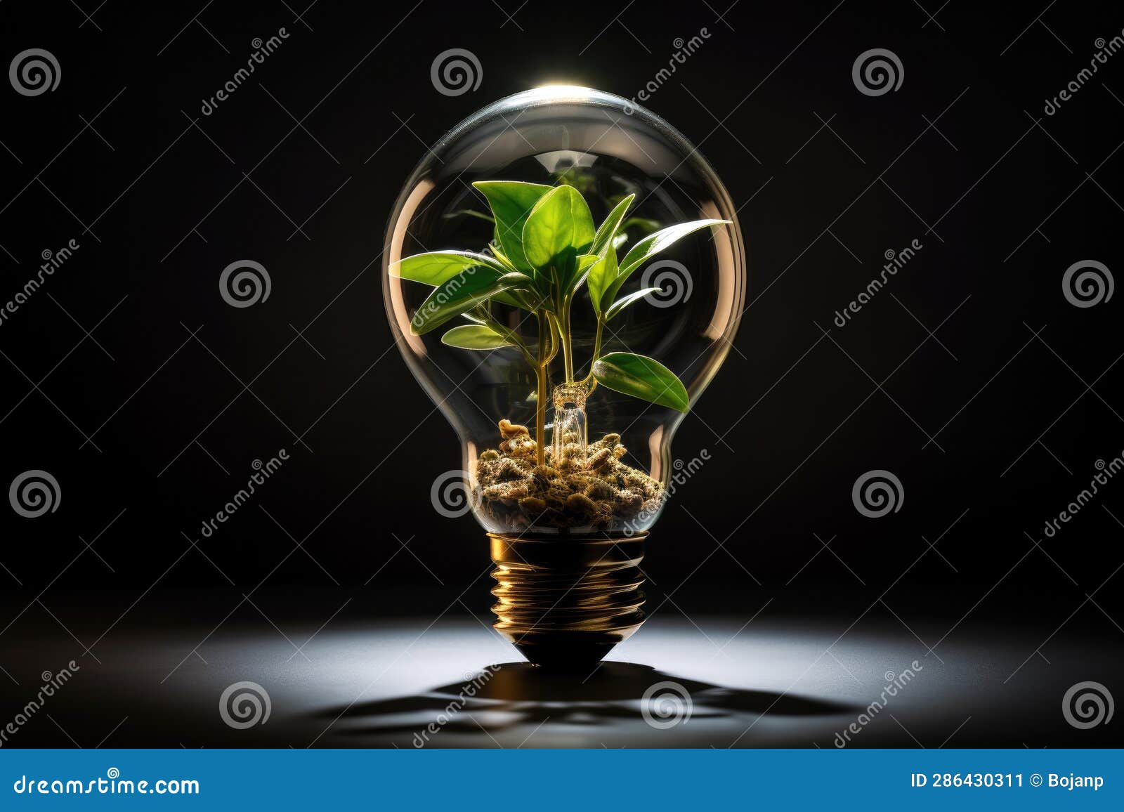 Plant Growing Inside a Light Bulb. AI Generated Stock Illustration ...