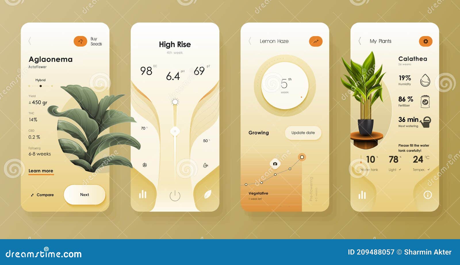 Plant Growing App Interface - Stock Vector Stock Vector - Illustration ...