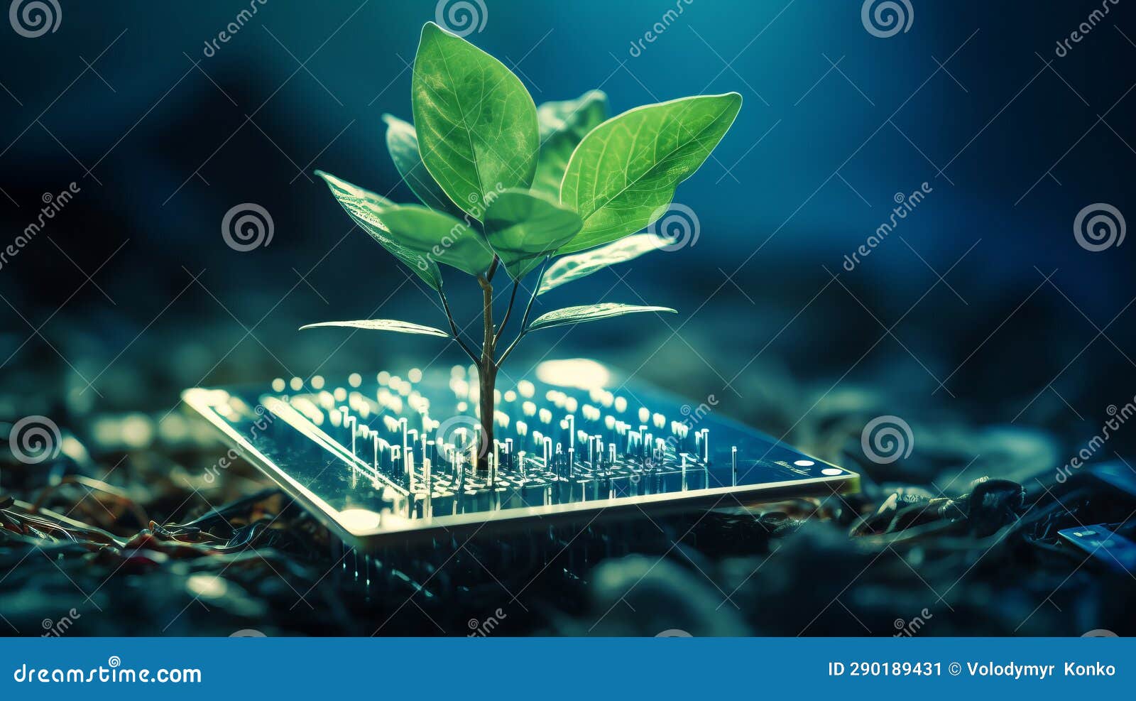 A Plant Growing Out of a Circuit Board. Generative Ai Stock Image ...