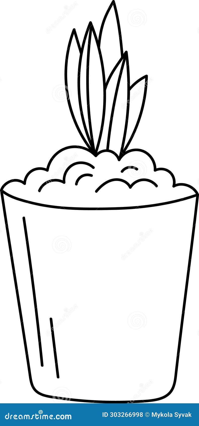 Plant Growing in Pot Outline Stock Vector - Illustration of vector ...