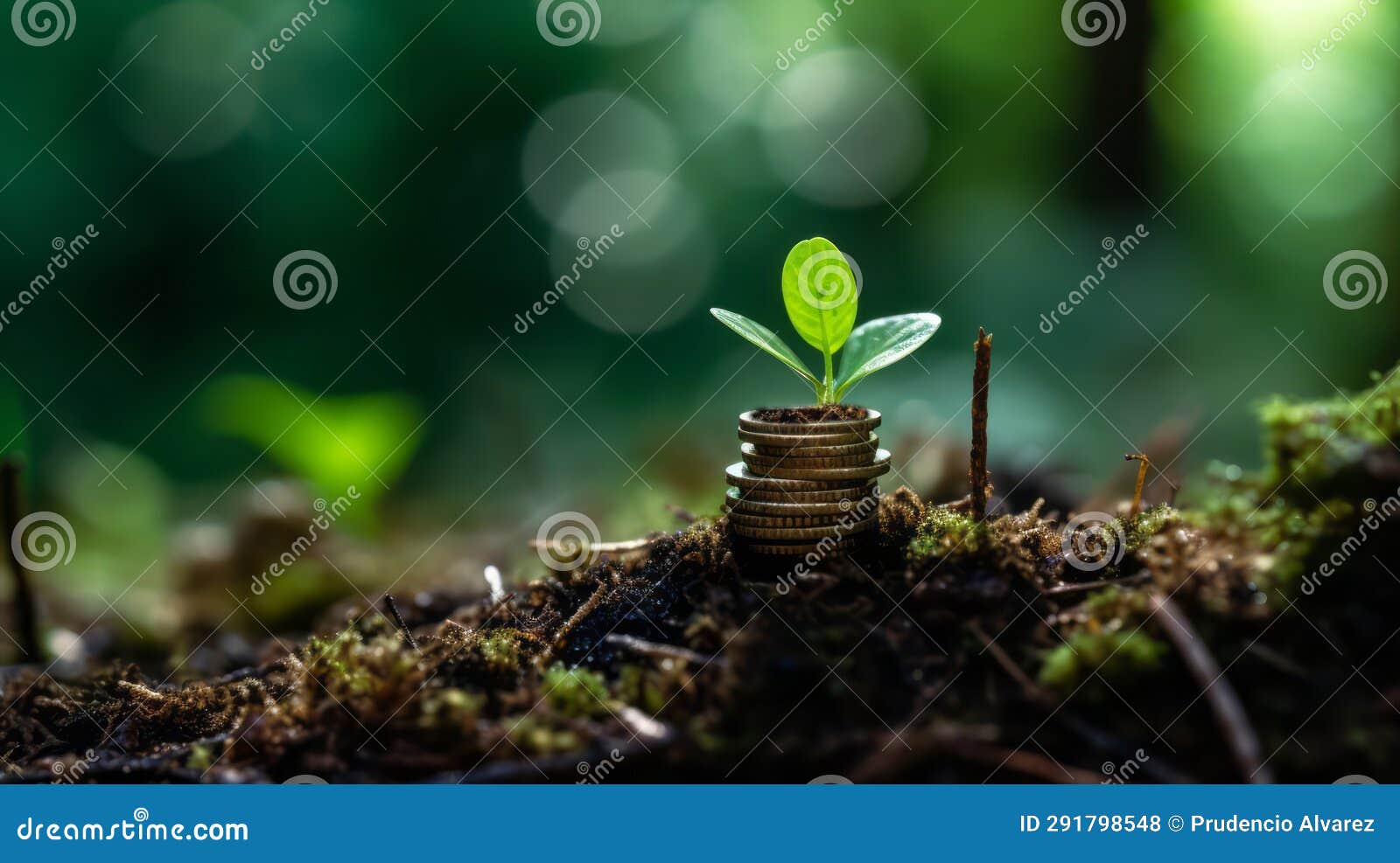 Plant Growing on the Stacked Coins Stock Illustration - Illustration of ...