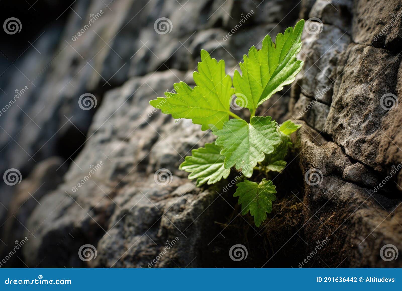A Plant Growing in a Tiny Pocket of Soil in a Rock Wall Stock Photo ...
