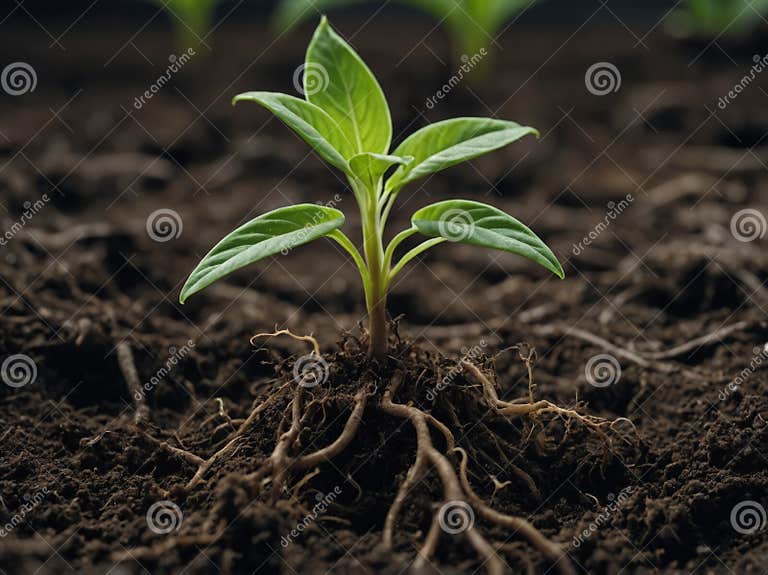 Plant Growing it is a Young Plant Whose Roots Can Be Seen Growing in ...