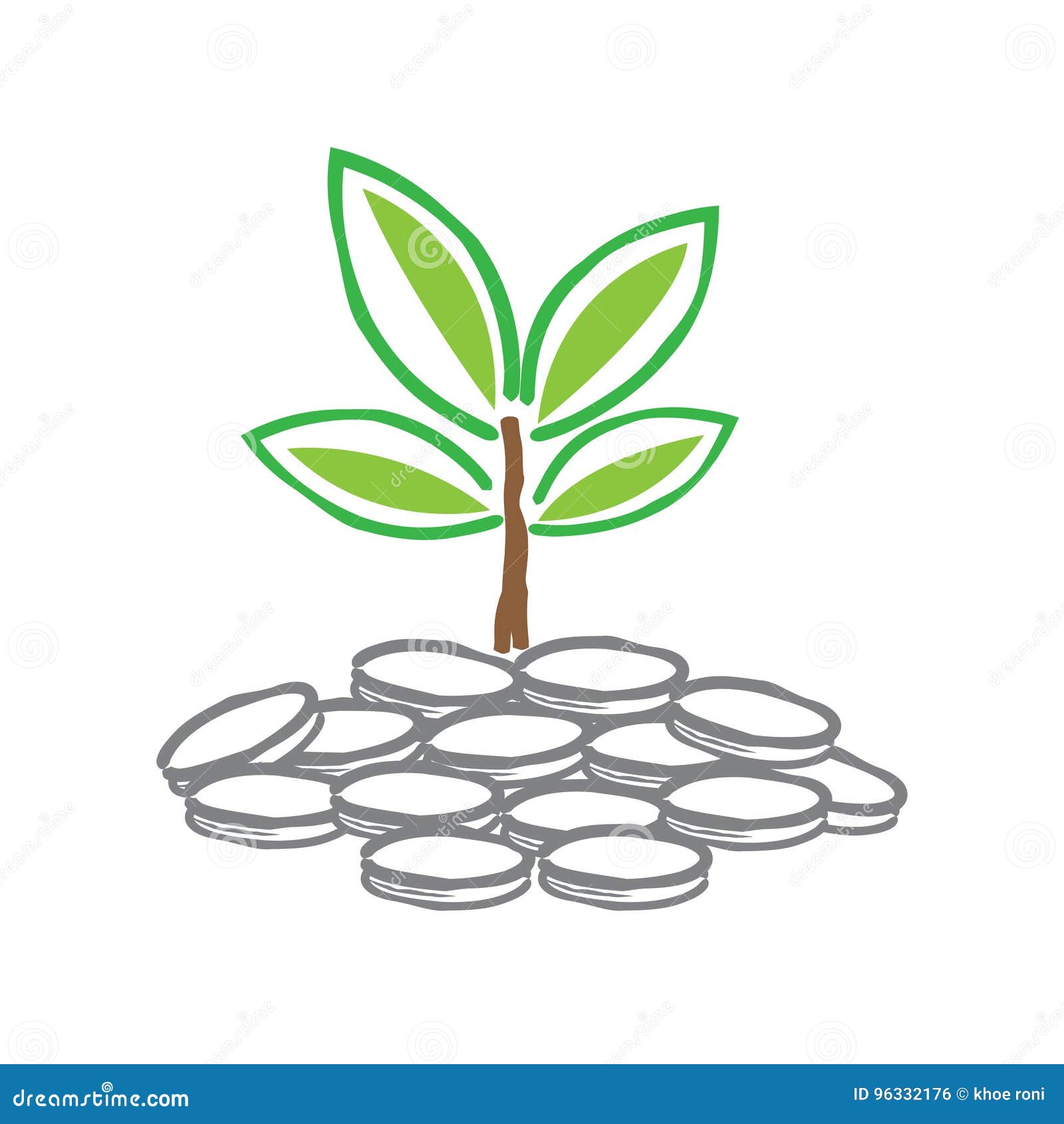 Plant growth on a coins stock vector. Illustration of logo - 96332176