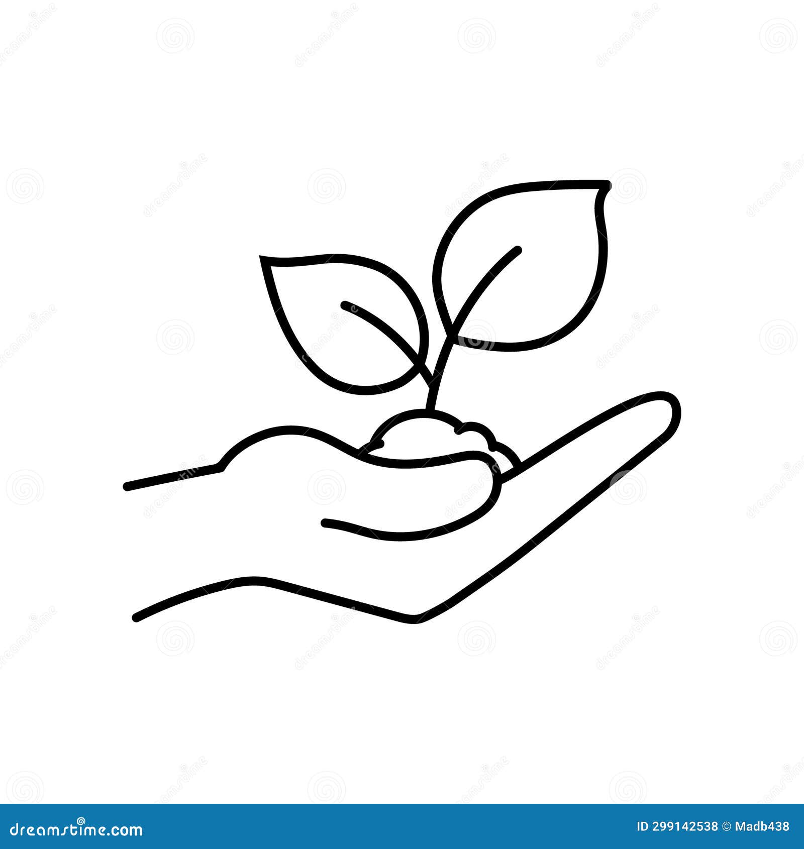 Plant in Hand Icon Design in Linear Style. Stock Vector - Illustration ...