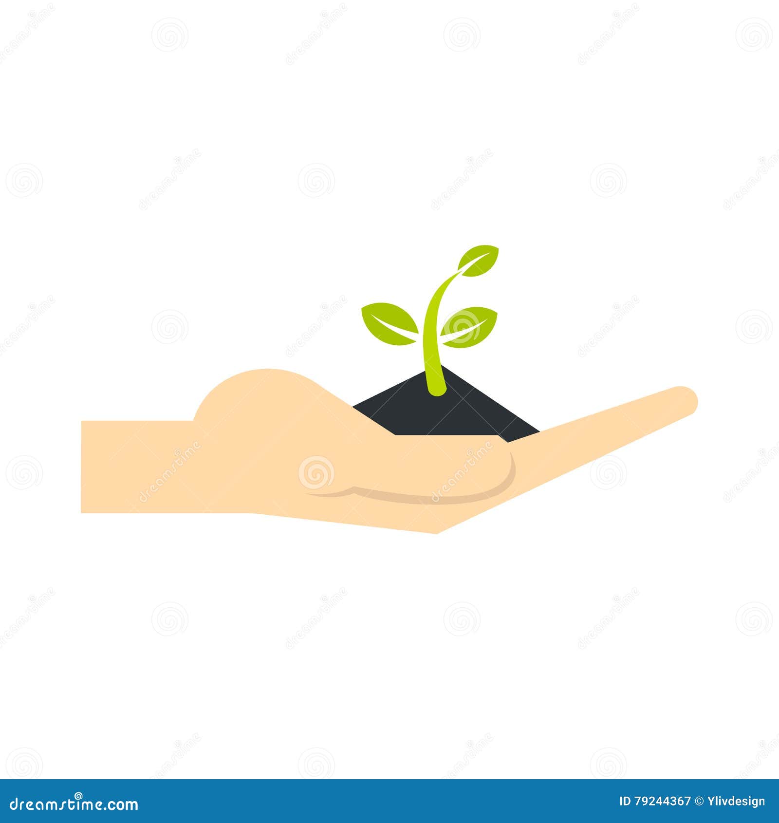 Plant in Hand Icon, Flat Style Stock Vector - Illustration of care ...