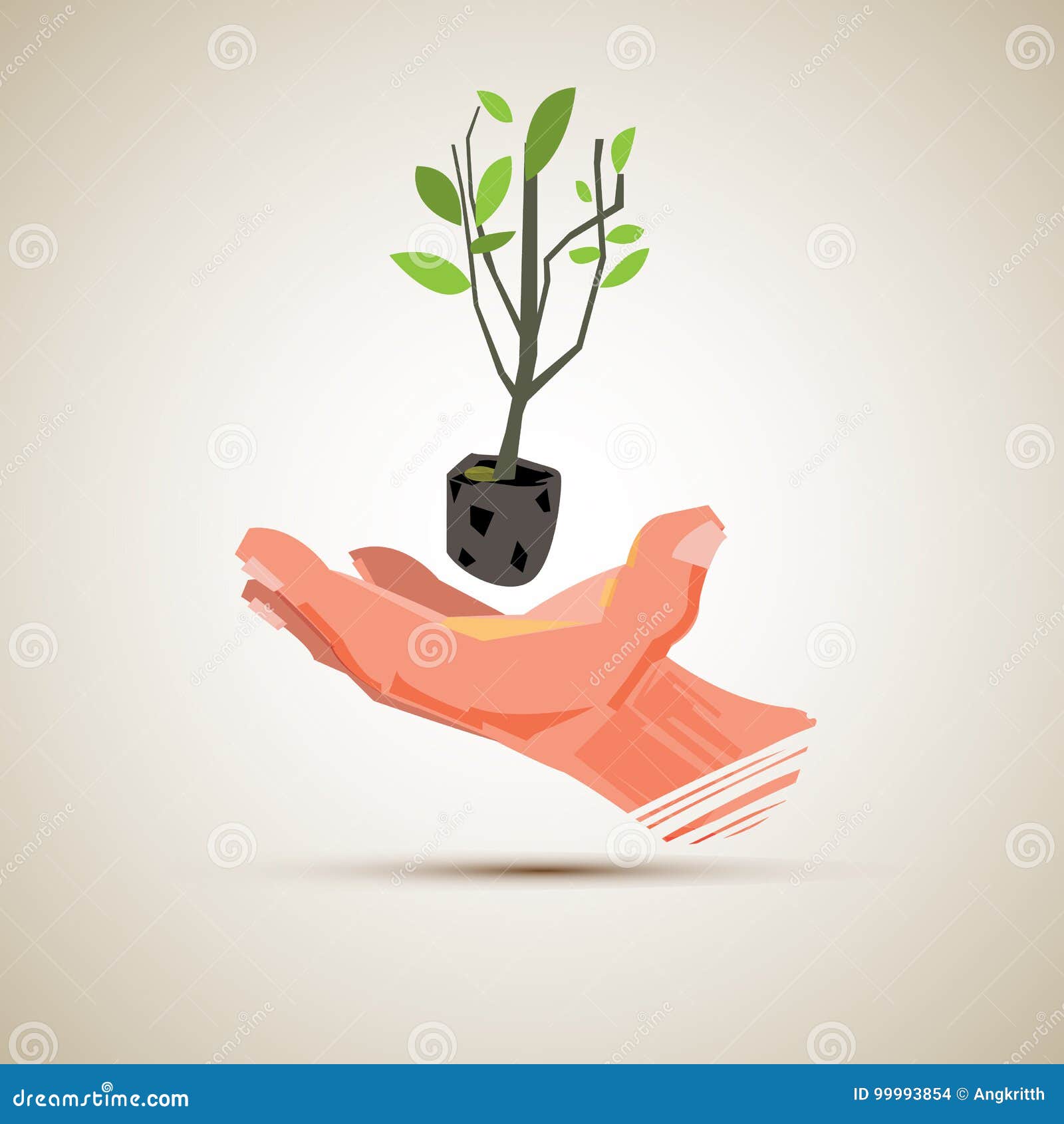 Plant with the Hand. Save the Tree Concept - Stock Vector ...