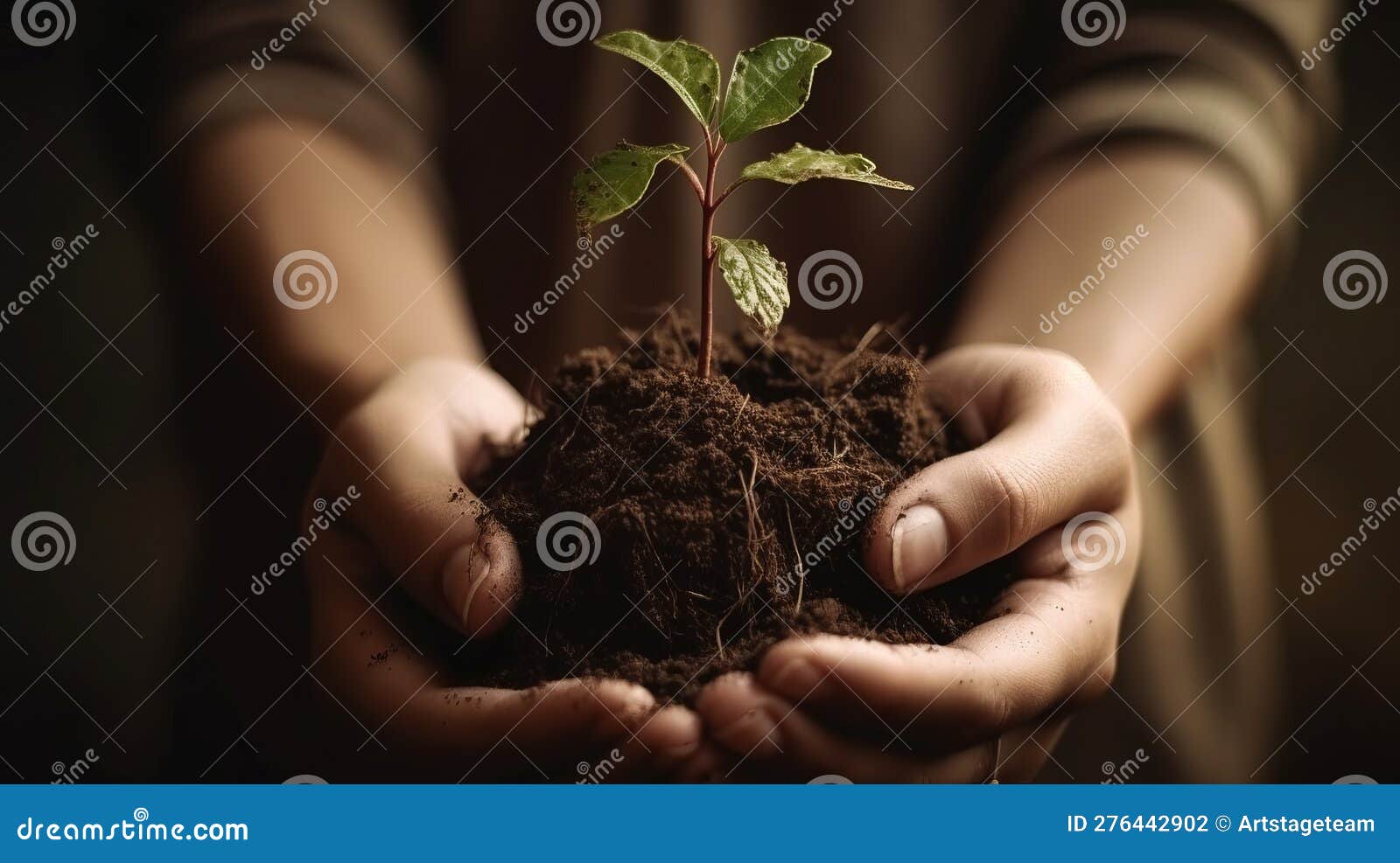 Plant in Hands. Ecology Concept. Nature Background Stock Illustration ...