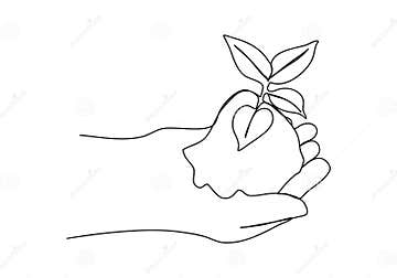 Plant in Hands, One Line Drawing Vector Illustration Stock Vector ...