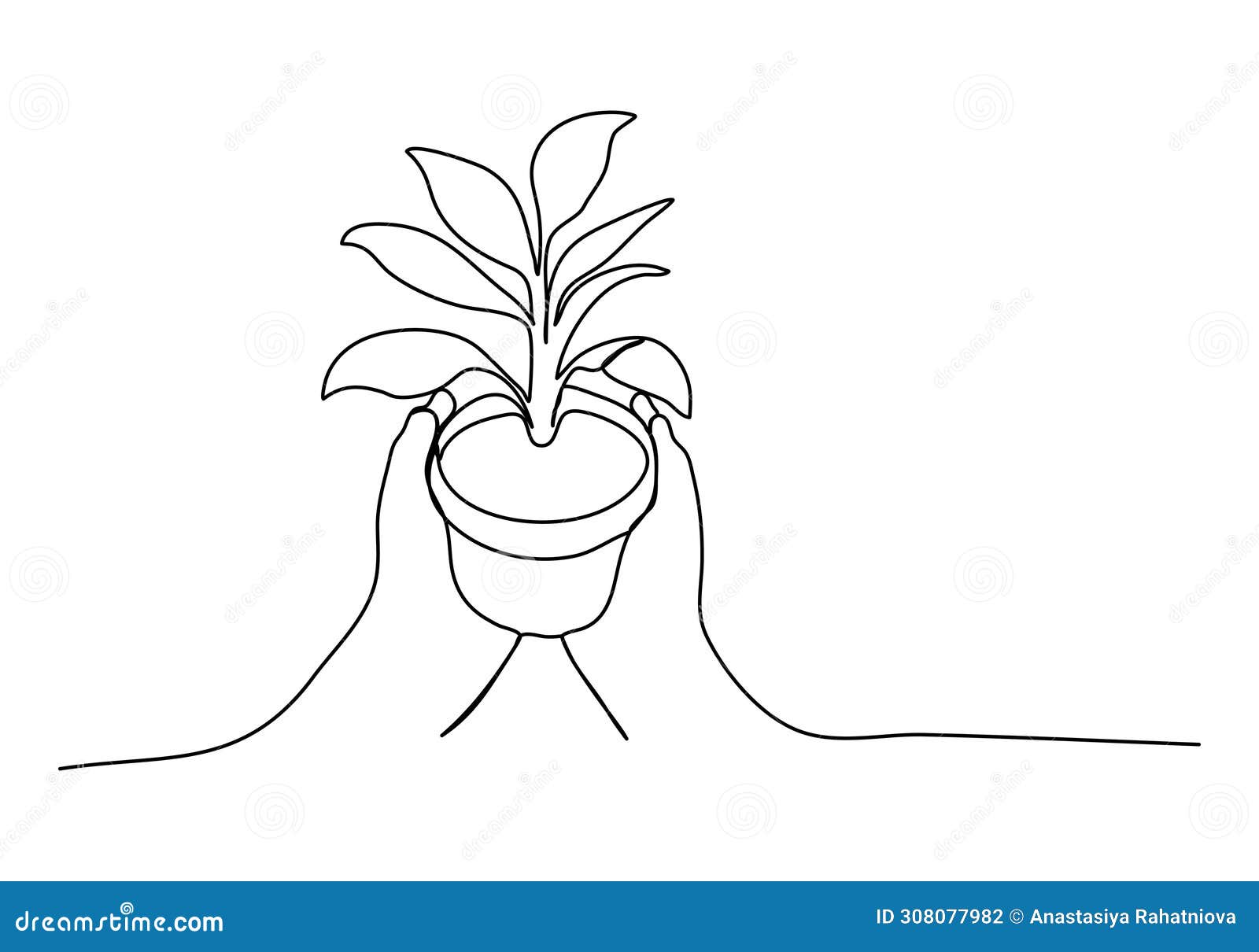 Plant in Hands, One Line Drawing Vector Illustration Stock Vector ...