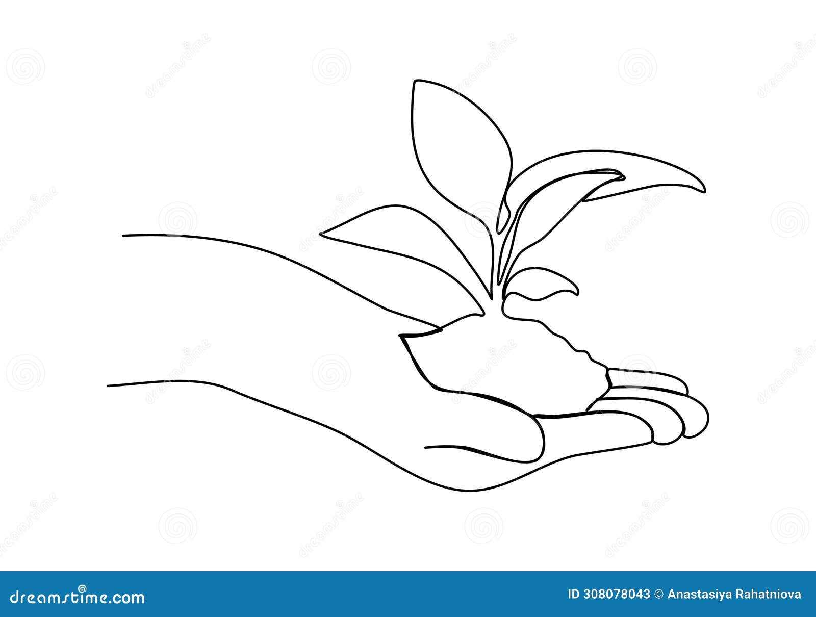 Plant in Hands, One Line Drawing Vector Illustration Stock Vector ...