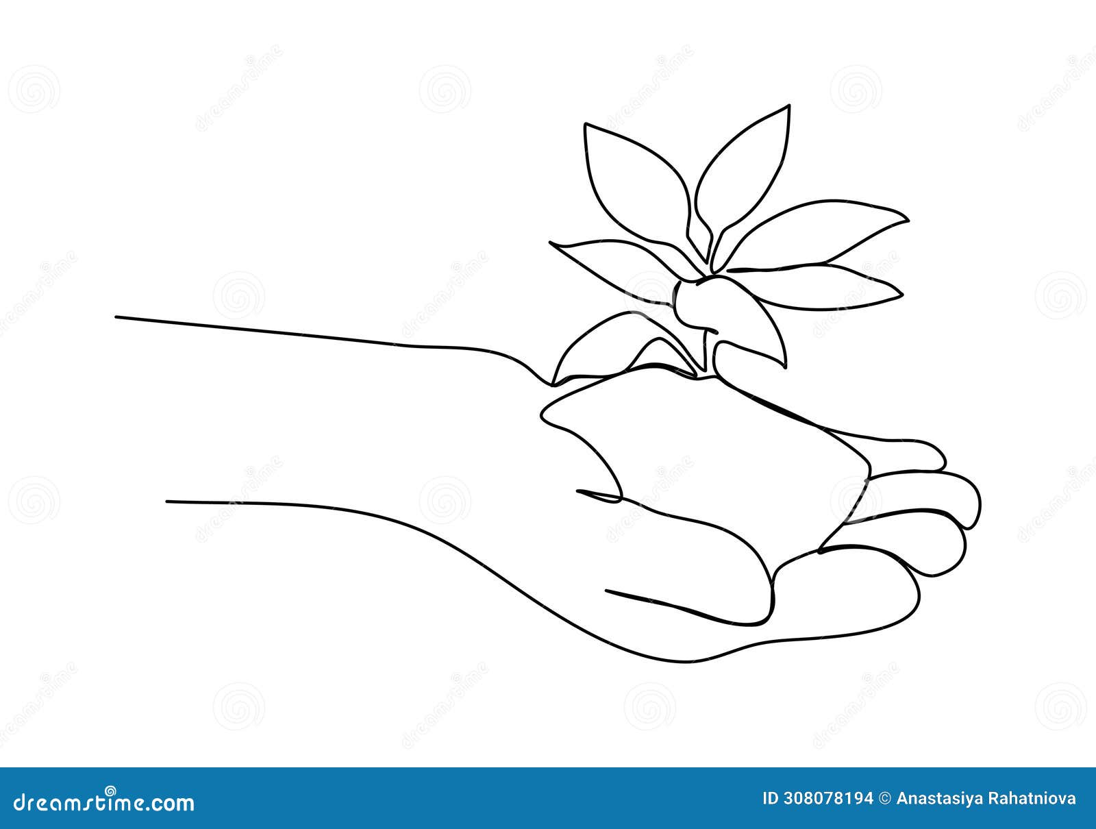 Plant in Hands, One Line Drawing Vector Illustration Stock Vector ...