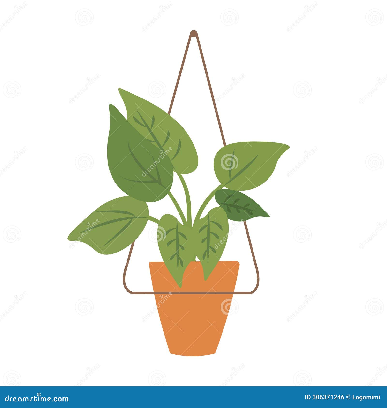 Plant in Hanging Pot, Hang Indoor Plant, Flat Vector Icon Stock Vector - Illustration of flat ...