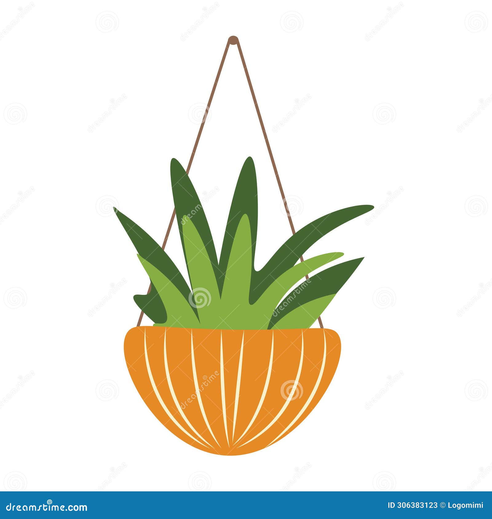 Plant in Hanging Pot, Hang Indoor Plant, Flat Vector Icon Stock Vector - Illustration of cartoon ...