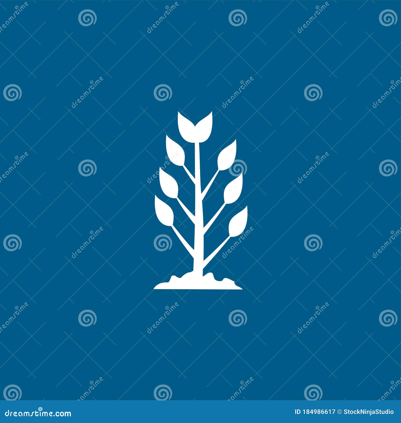Plant Icon on Blue Background. Blue Flat Style Vector Illustration ...