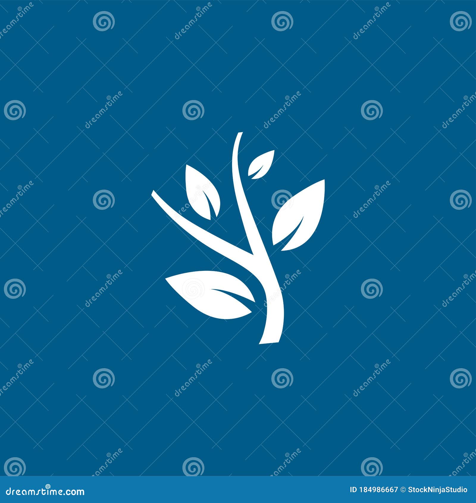 Plant Icon on Blue Background. Blue Flat Style Vector Illustration ...