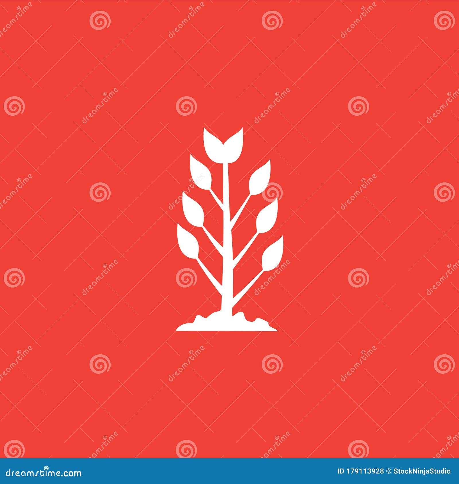 Plant Icon on Red Background. Red Flat Style Vector Illustration Stock ...