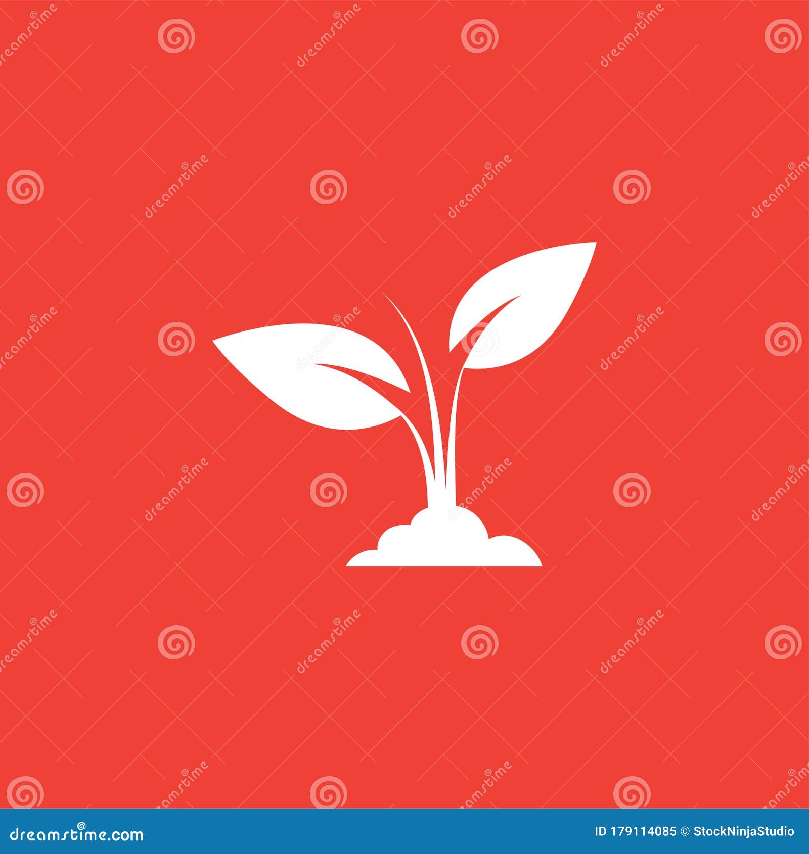 Plant Icon on Red Background. Red Flat Style Vector Illustration Stock ...