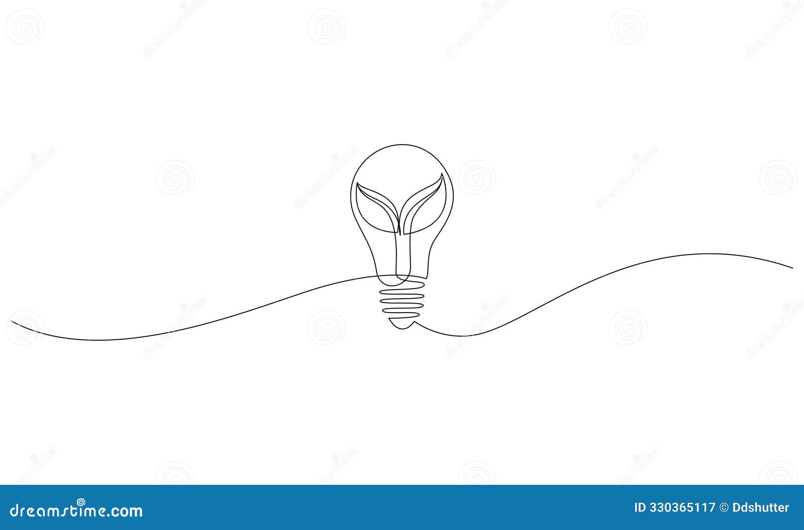 Plant Inside Light Bulb Continuous One Line Drawing. Editable Stroke ...