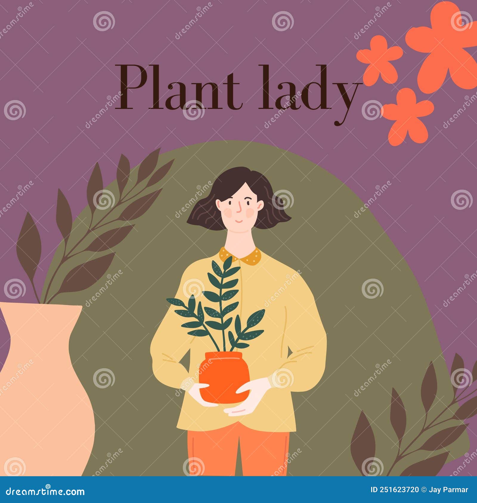 Plant Lady Illustration Instagram Posts Stock Illustration ...