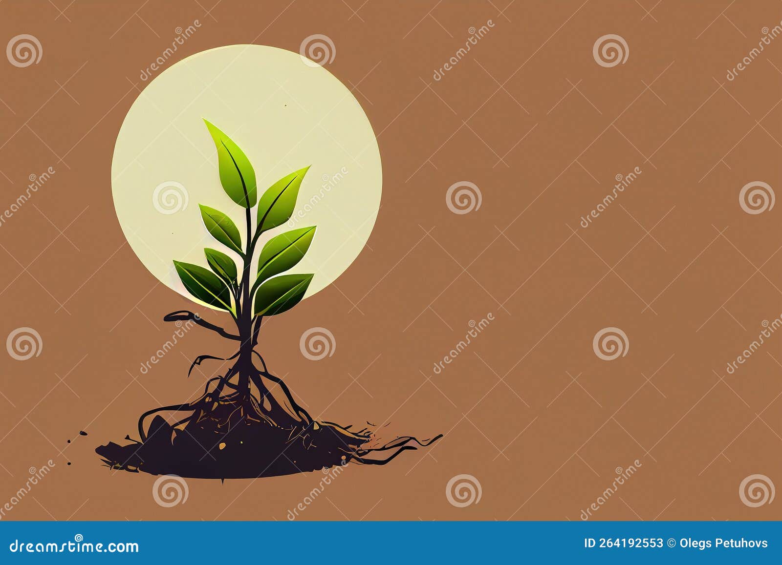A Plant with a Large Green Leaf on Top of it S Roots in Front of a Full ...