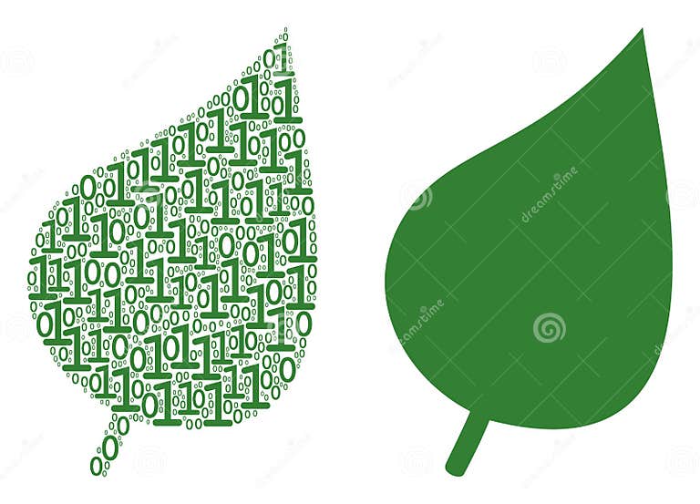 Plant Leaf Composition of Binary Digits Stock Vector - Illustration of ...