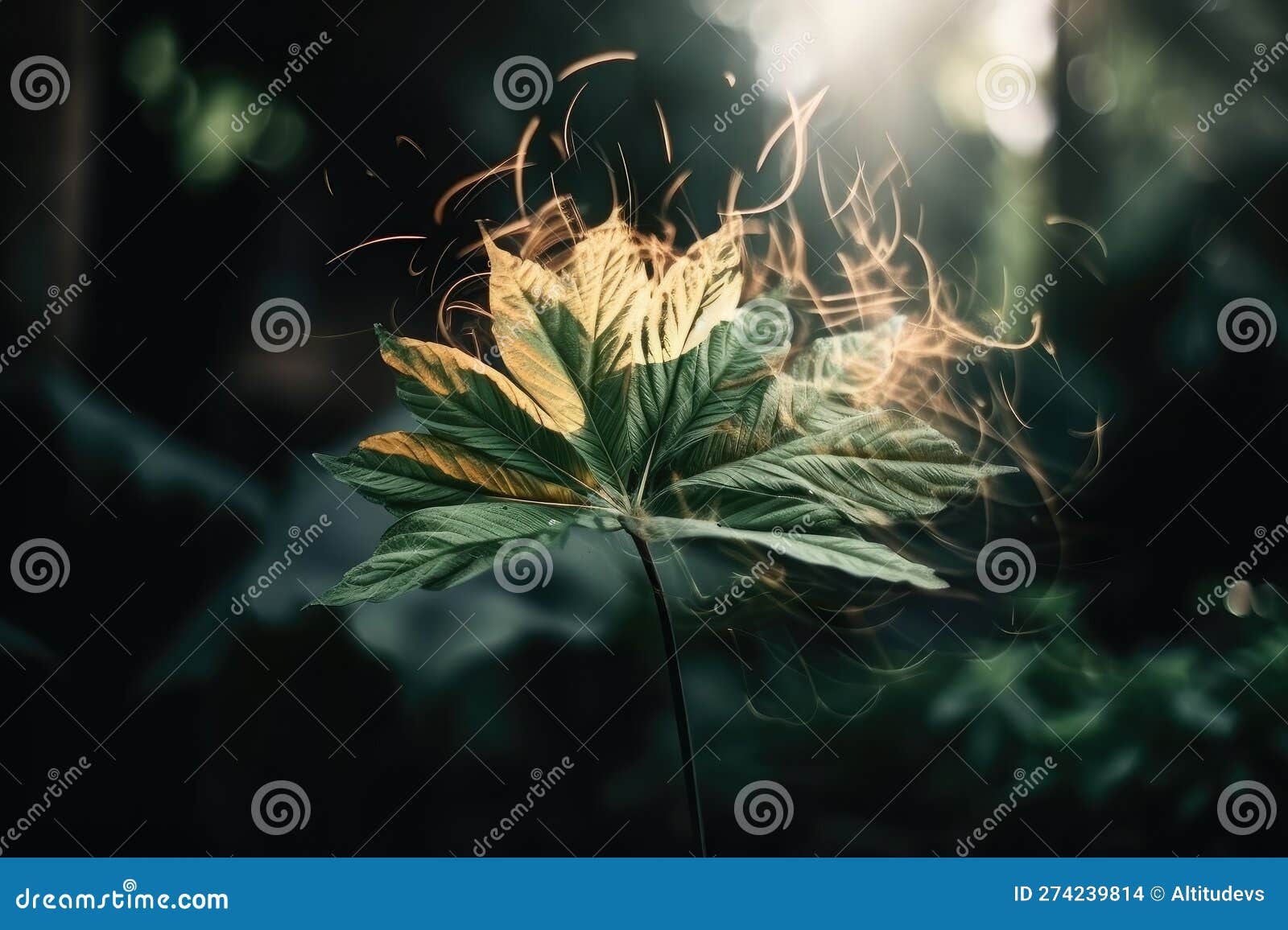 Plant Leaf Explosion with Blurred Background, Creating Dramatic Effect ...