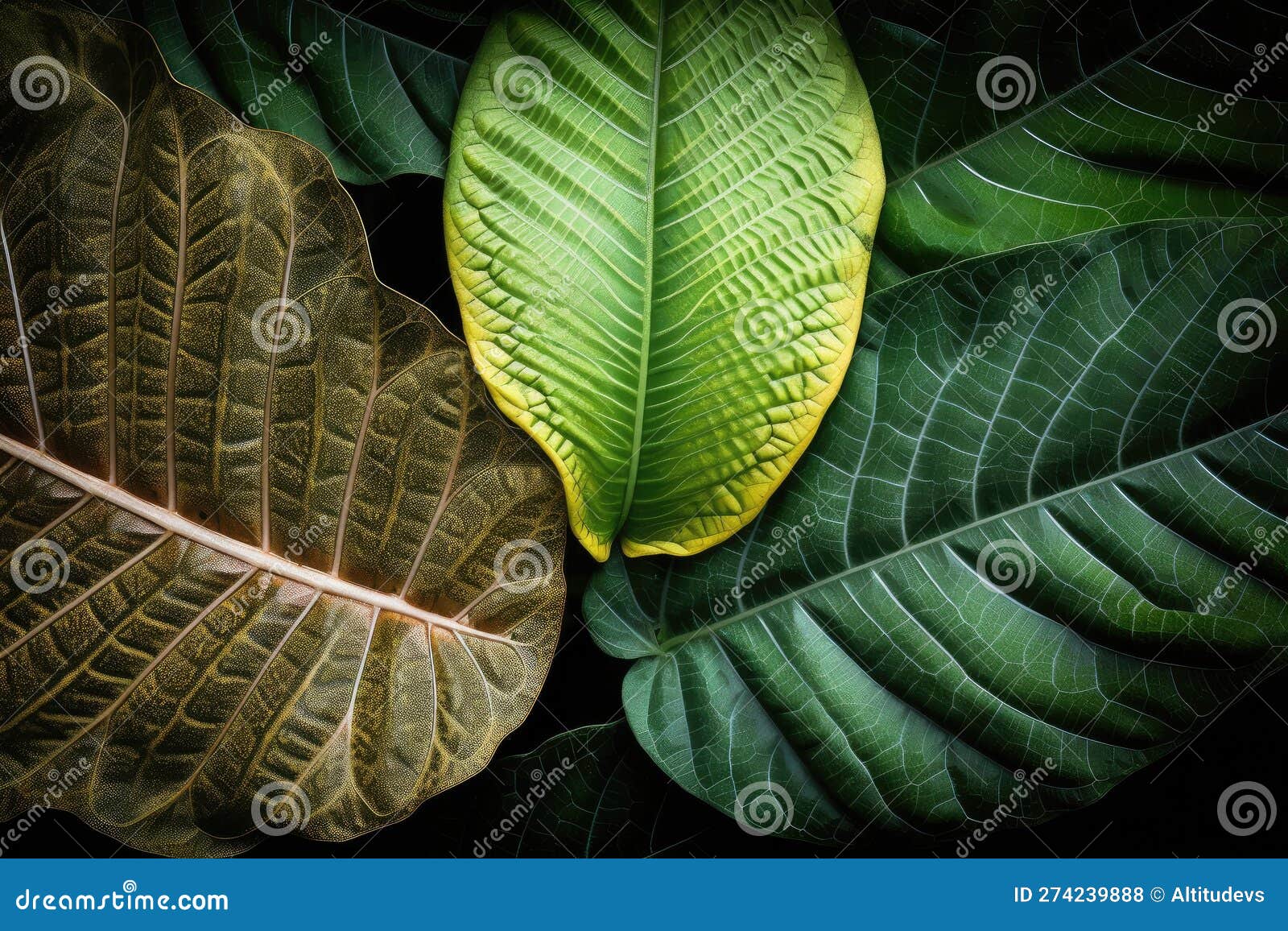Plant Leaf Explosion, with Close-up of Individual Leaves, Each with ...