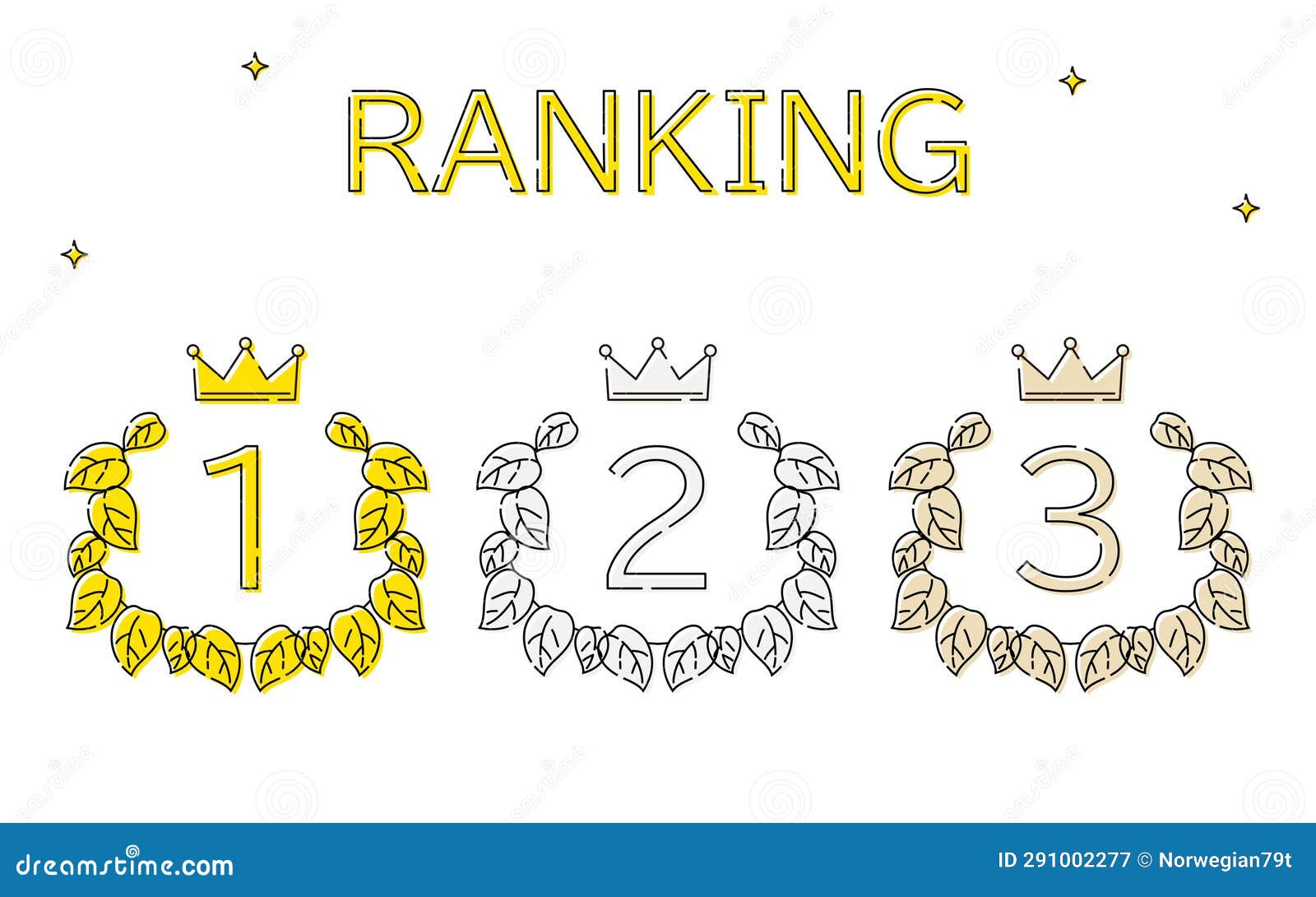 Plant Leaf Style Simple Line Drawing Ranking Icon Set Stock Vector ...